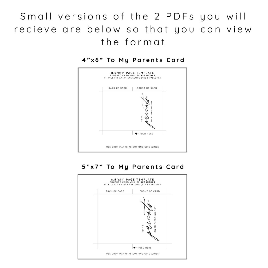 To My Parents Card Printable Wedding Day Card on Our Wedding - Etsy