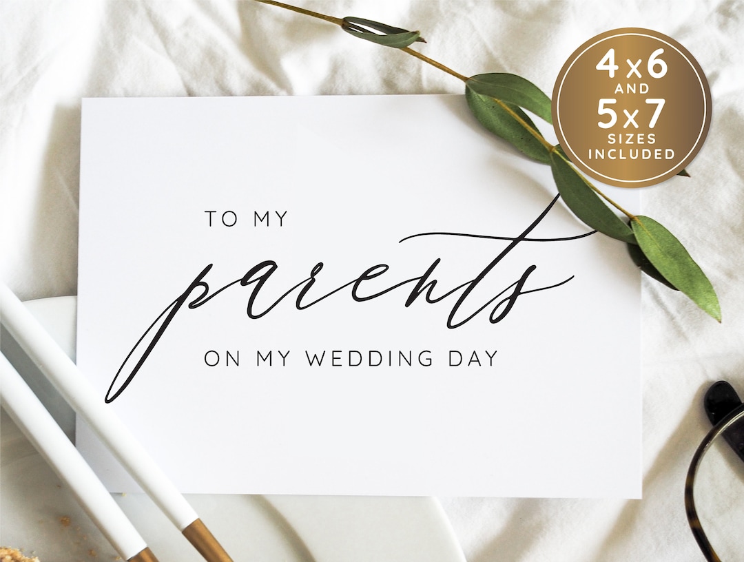 To My Parents Card, Printable Wedding Day Card, on Our Wedding Day Card ...