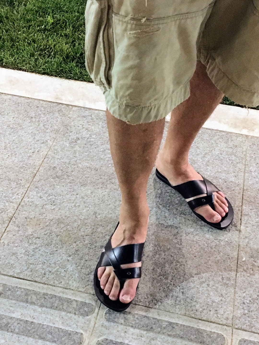 Leather Outer Sole, Slide in Sandals, Mens Leather Sandals, Black ...