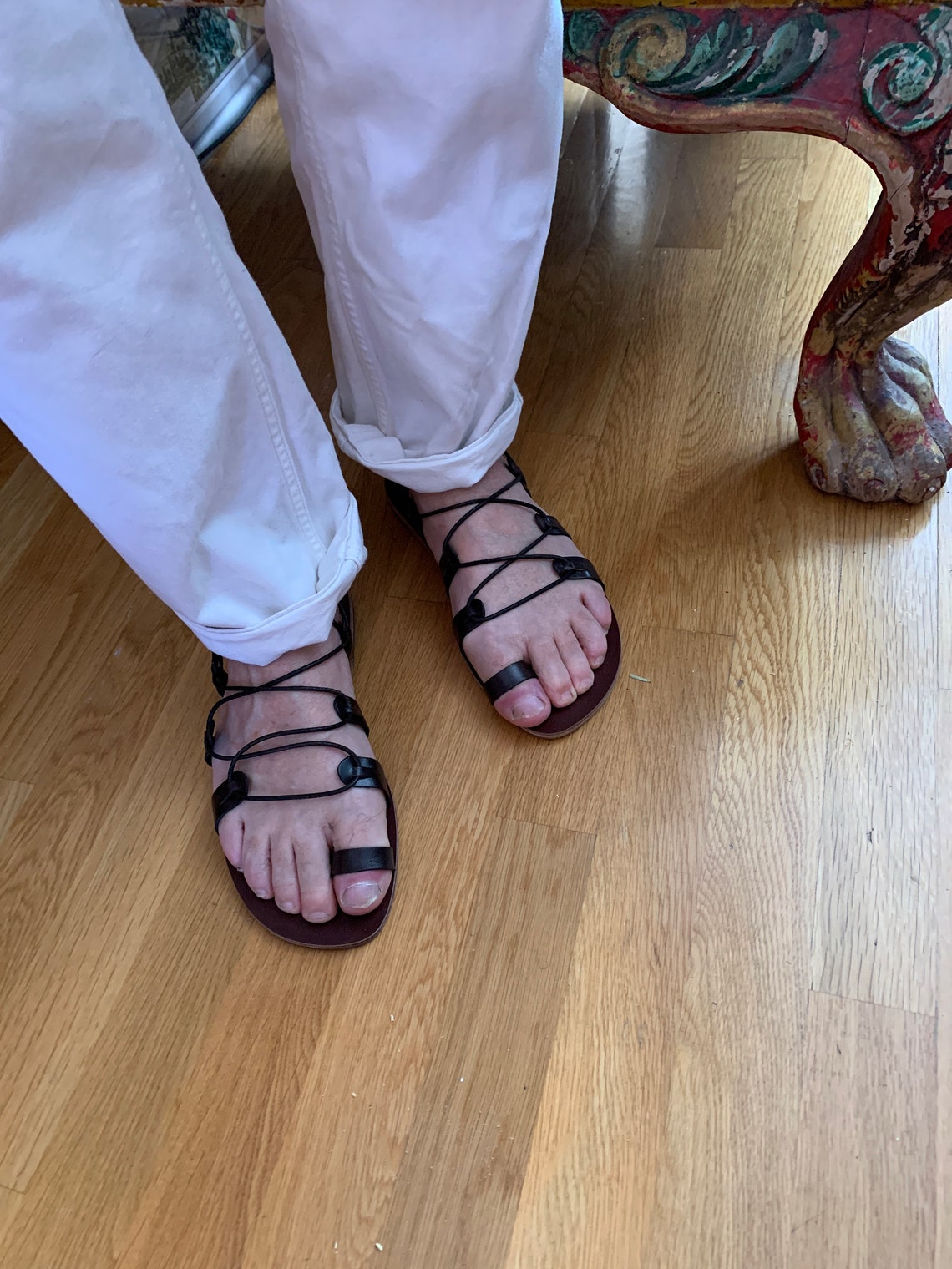 Gladiator Sandals, Mens Leather Sandals, Genuine Leather Sole, Greek ...