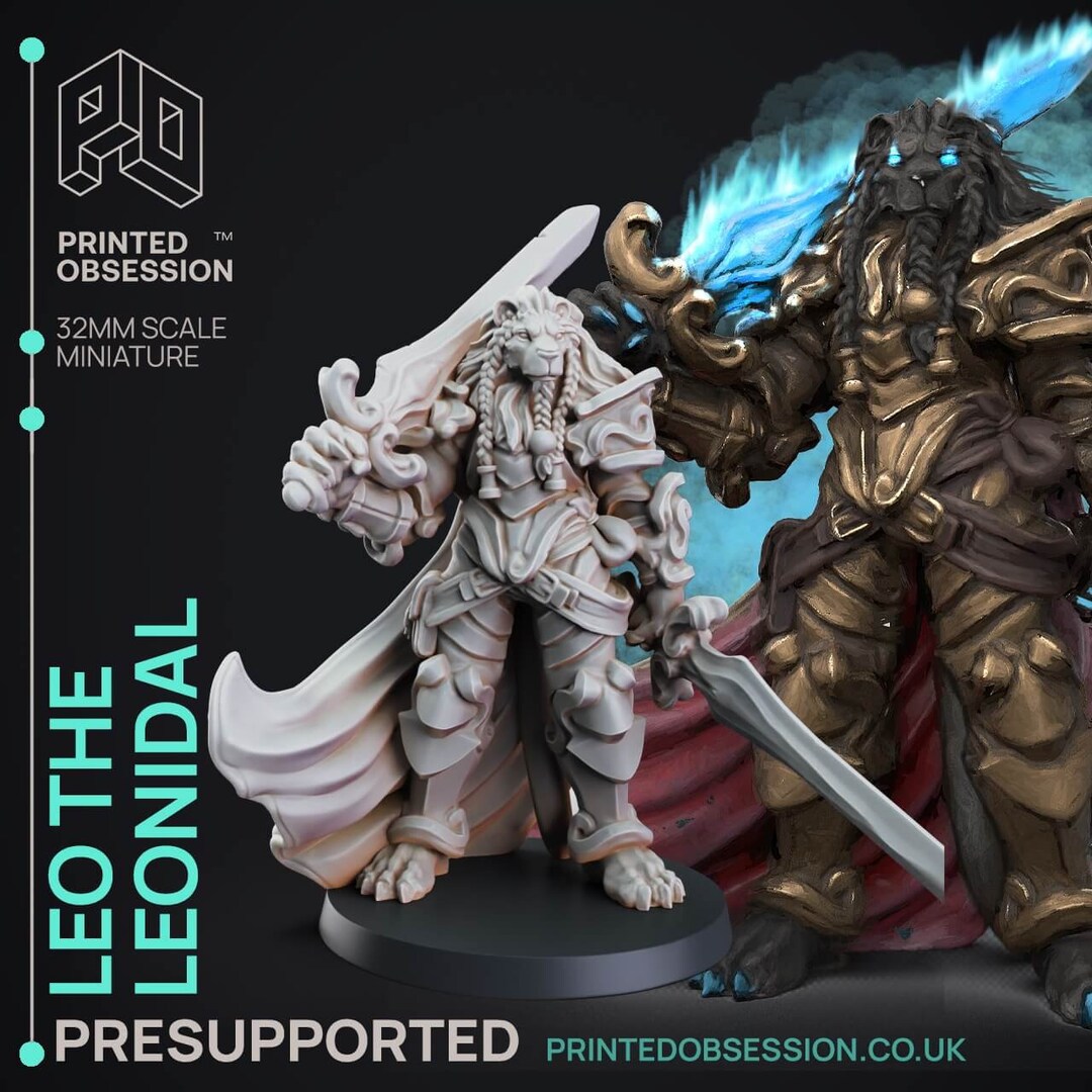 Leo Catfolk Tabaxi Warrior Paladin Knight Miniature 3d - Etsy