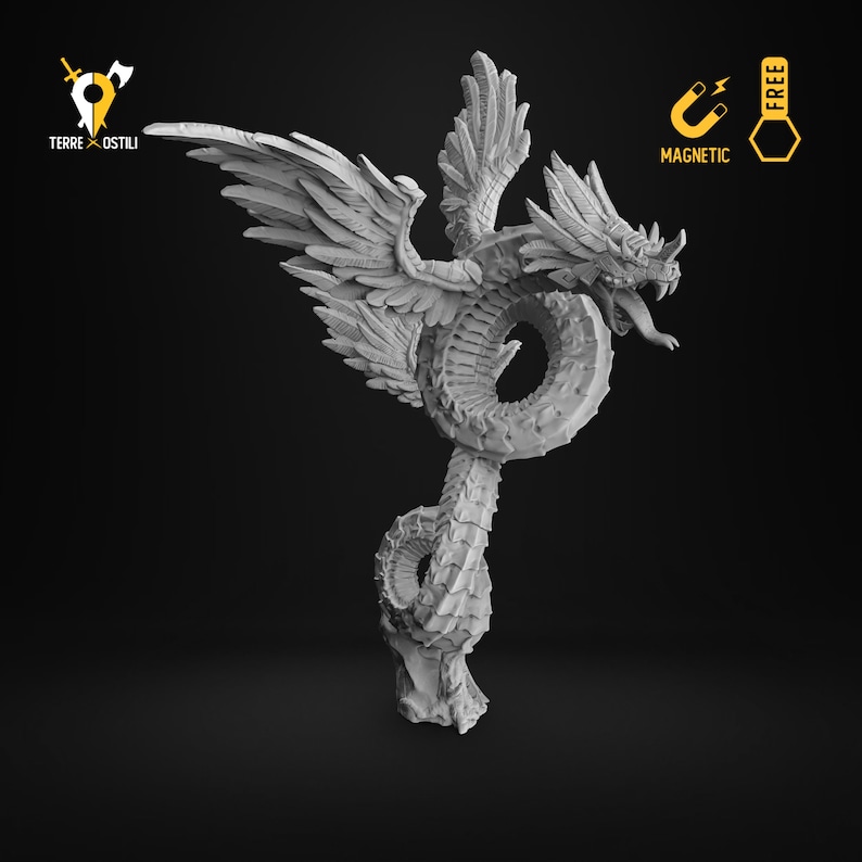 Couatl Quetzalcoatl Celestial Snake Miniature 3d Compatible - Etsy