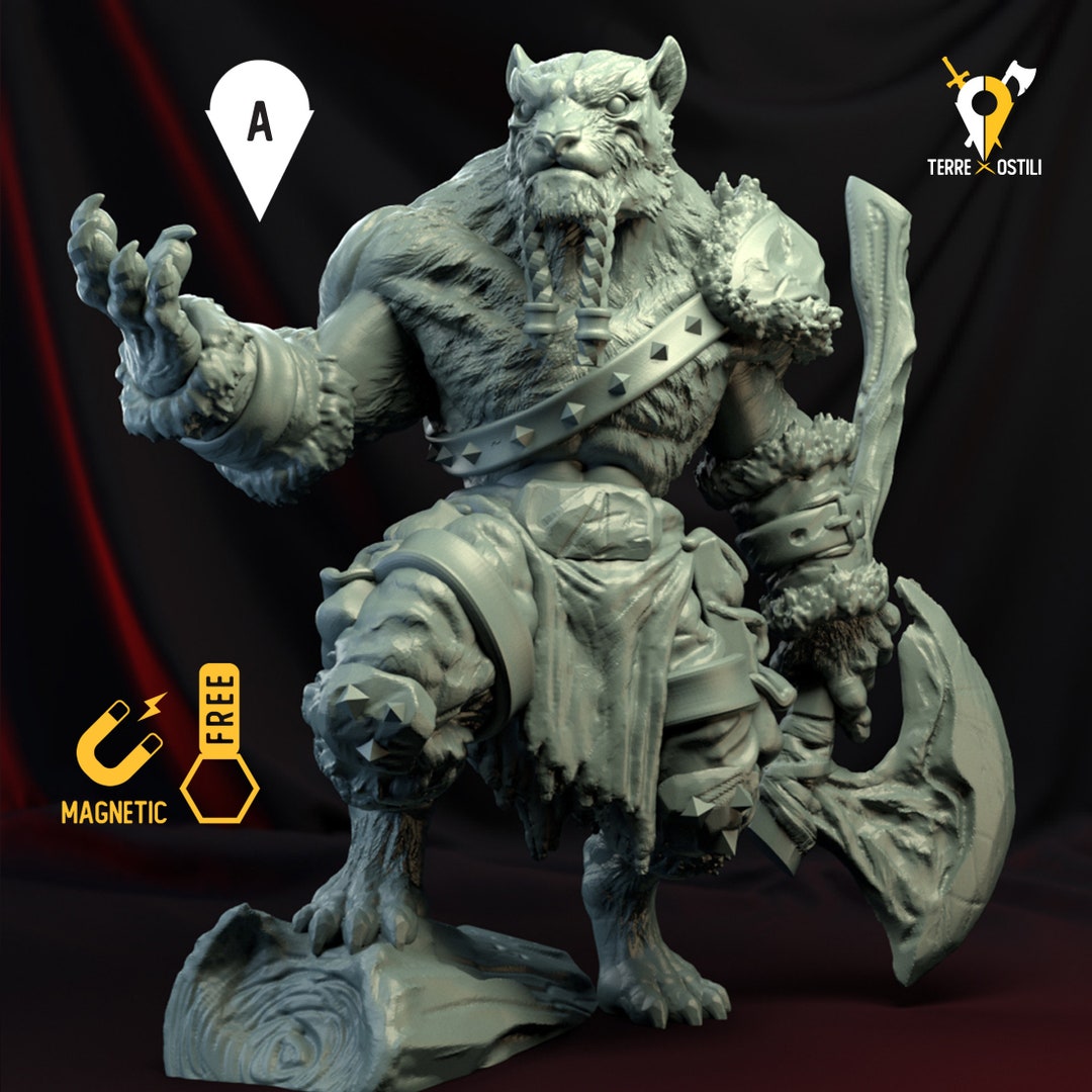 Tabaxi Barbarian Catfolk Miniature 3d Compatible With Dungeons and ...