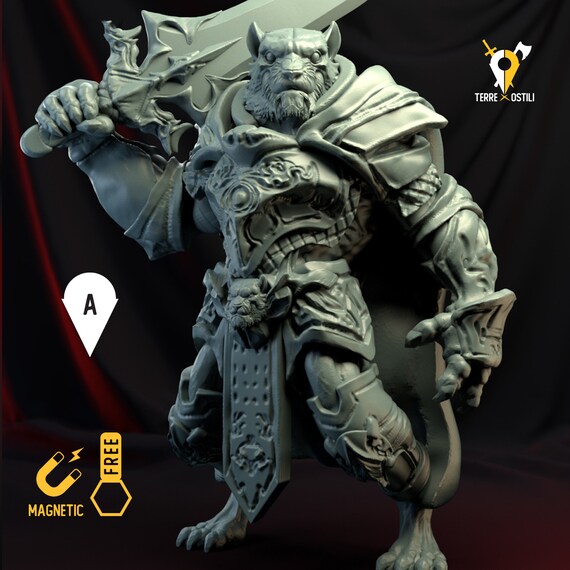 Toys Toys & Games Tabaxi Paladin Catfolk miniature Dungeons and dragons ...