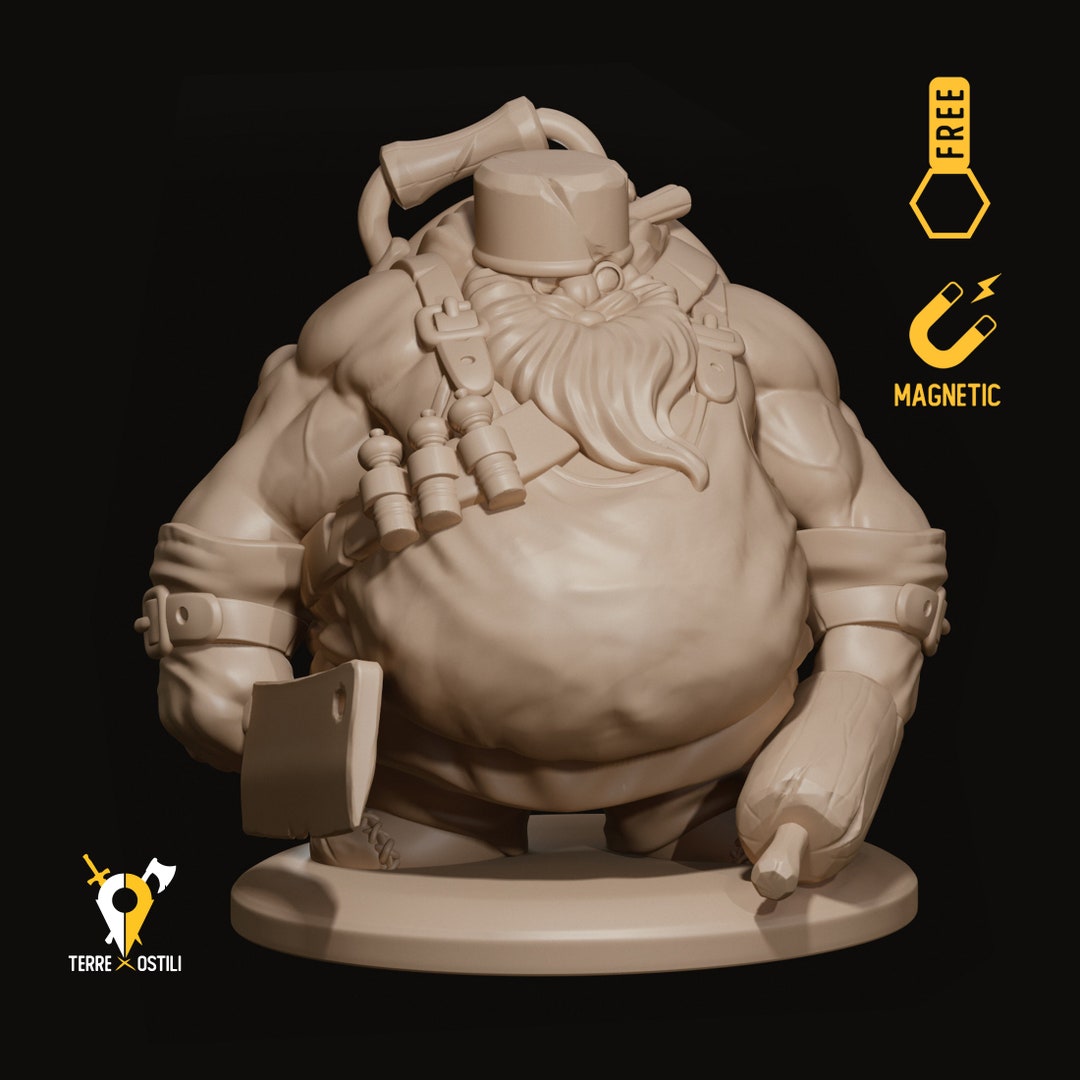 Warrior Chef Dwarf Miniature 3d Compatible With Dungeons and Dragons ...