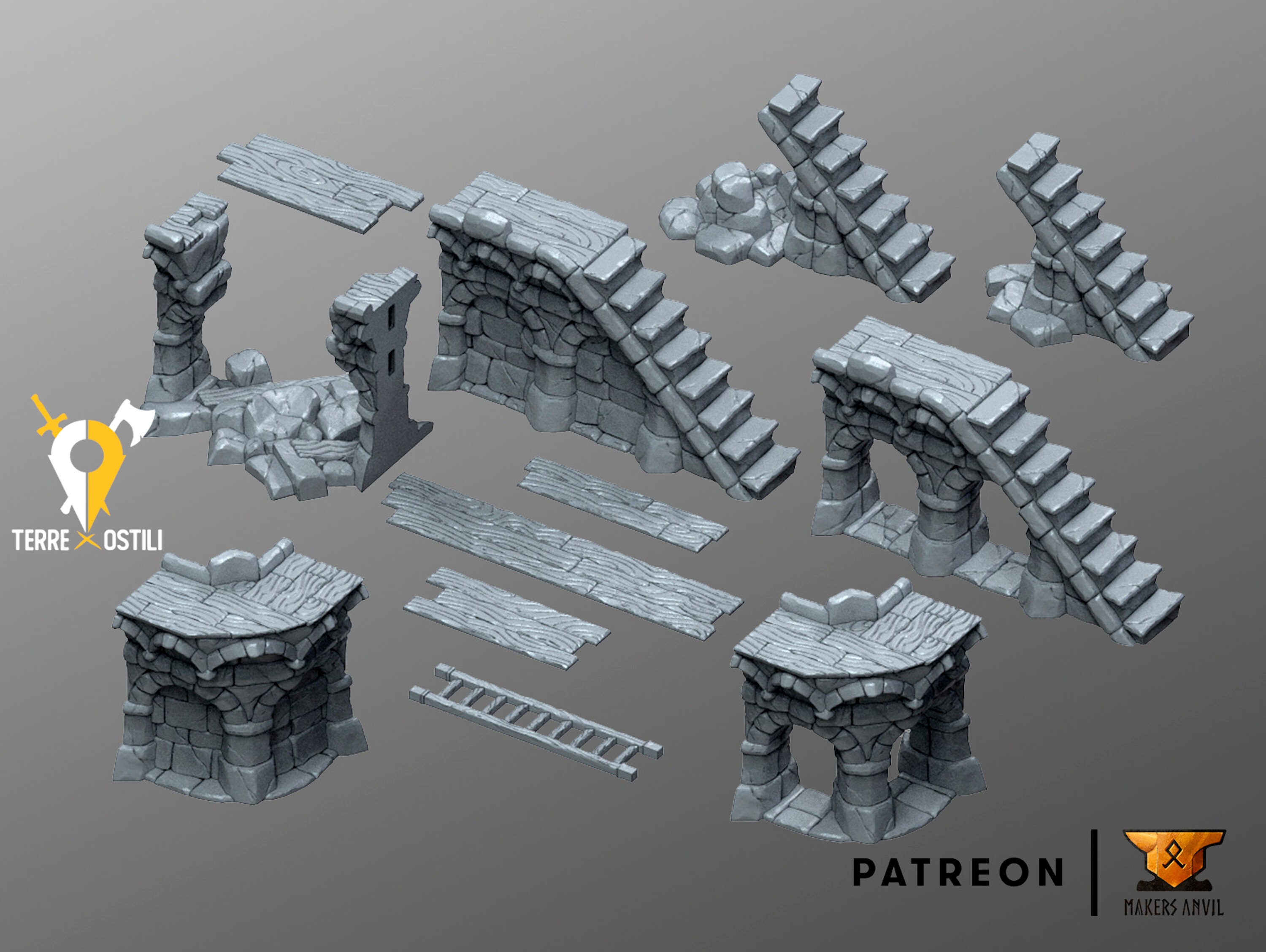 Ruined Town Walls Ceiling City Set 20 Pieces Scenery Terrain - Etsy