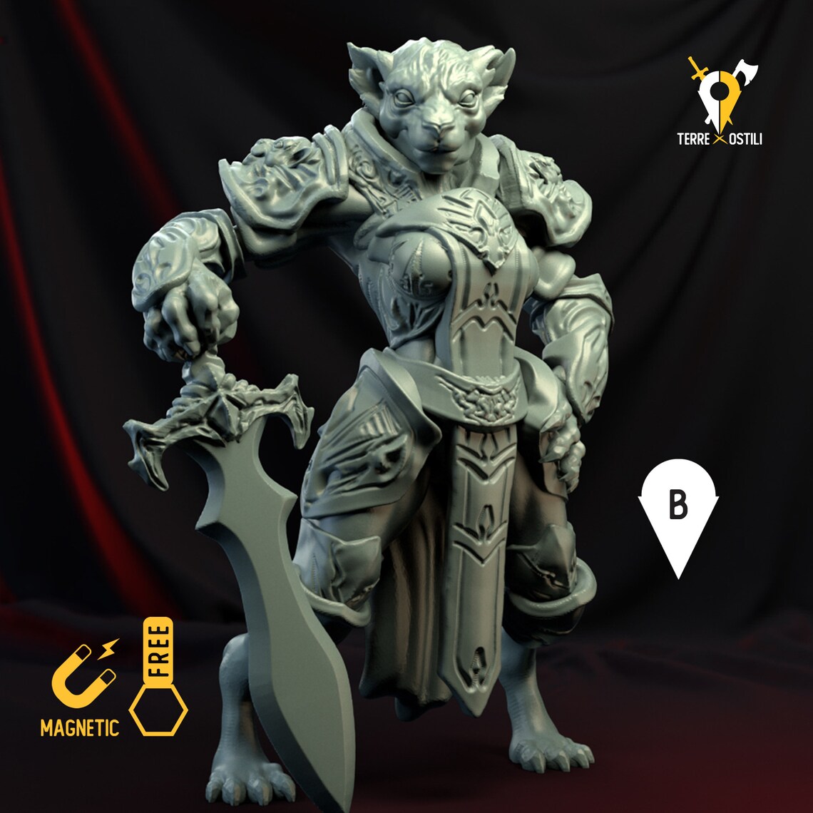 Tabaxi Paladin Catfolk Miniature 3d Compatible With Dungeons - Etsy