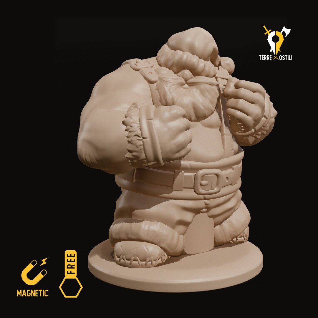 Dwarf Santa Claus Wrestler Miniature 3d Compatible With Dungeons and ...