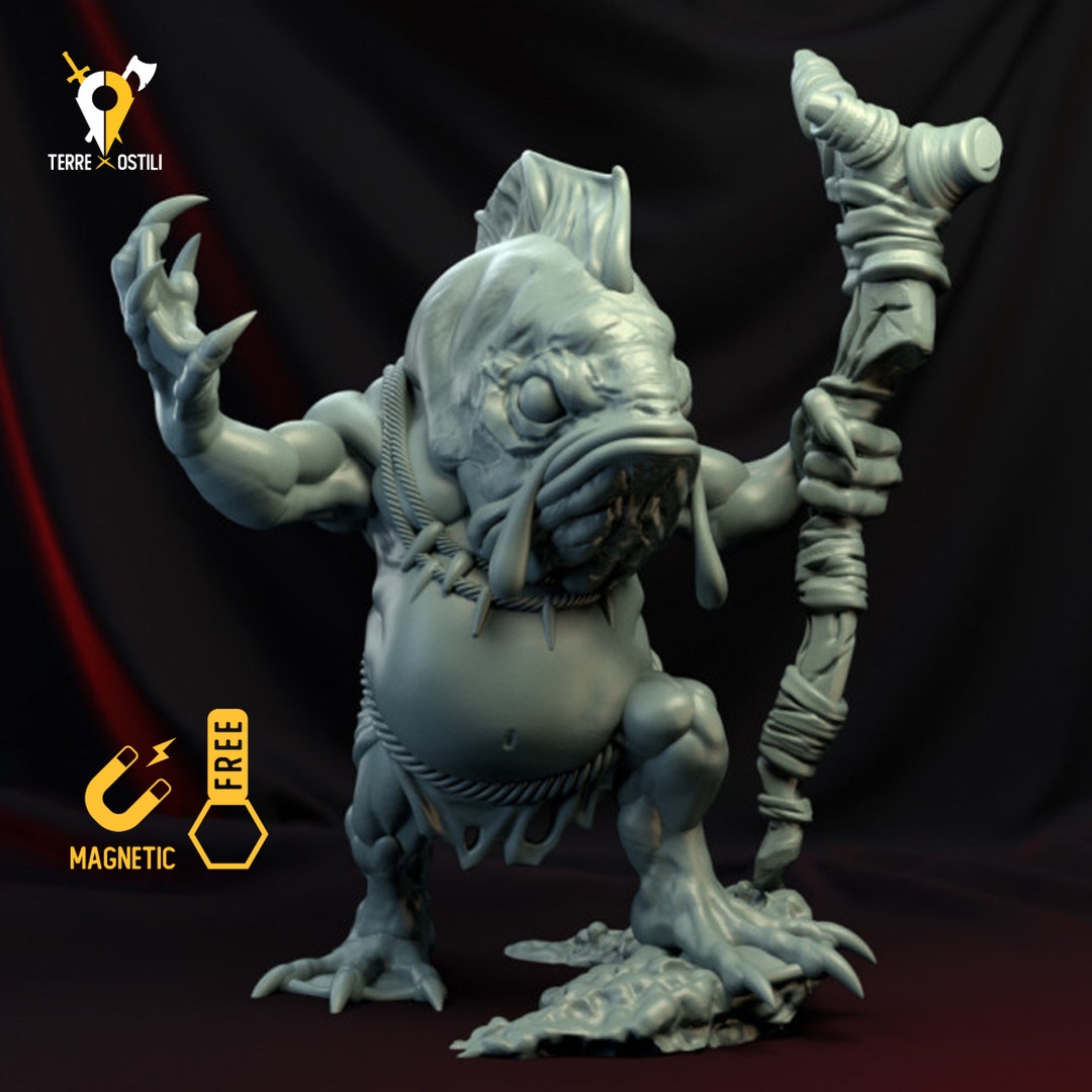 Kuo-toa Shaman Miniature 3d Compatible With Dungeons and Dragons, Dnd ...