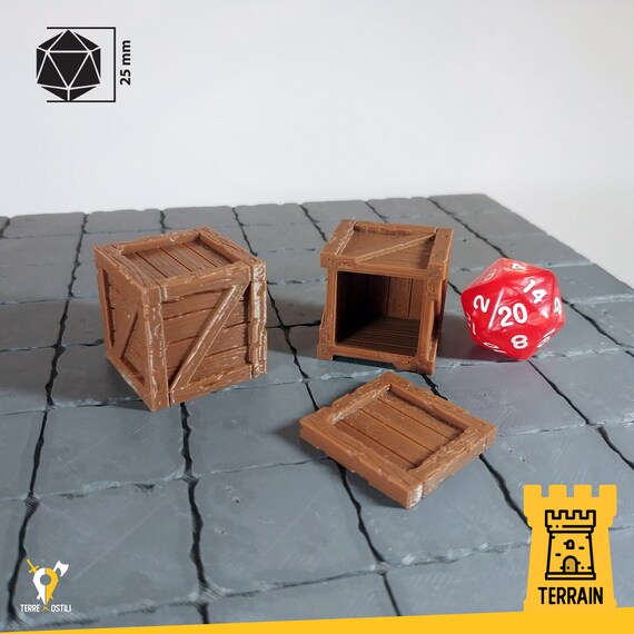 Wooden Crate Box Set 2x 28mm Dungeons and Dragons Terrain | Etsy