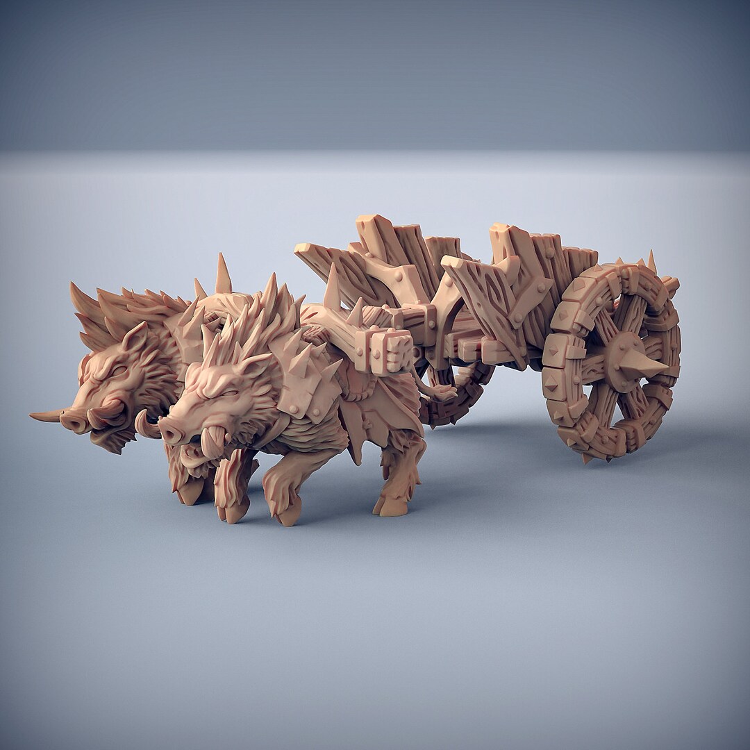 War Chariot With Giant Cruel Boar Mount Miniature 3d Compatible With ...