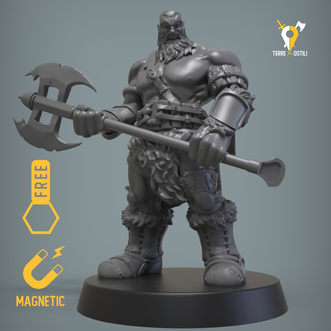Goliath Barbarian Warrior Miniature 3d Compatible With Dungeons and ...