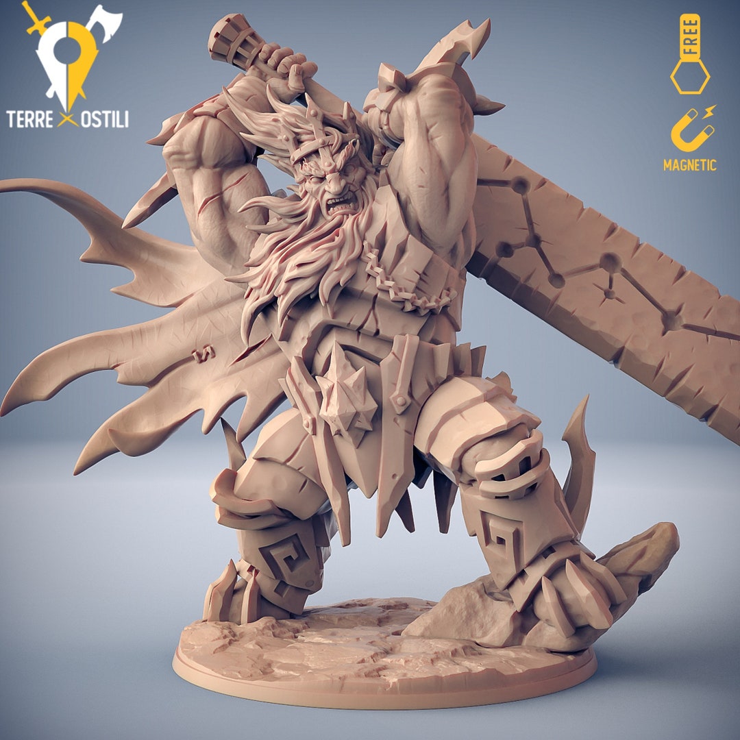 Giant Fire Warrior Two-handed Broadsword Miniature 3d Magnetic ...