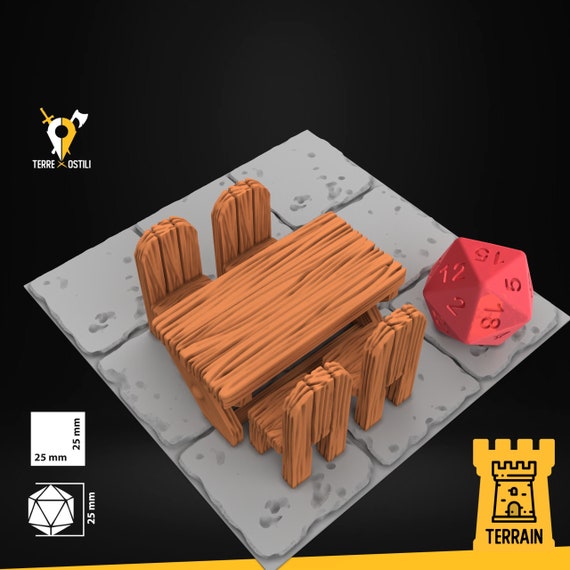 Miniature Toys Toys Round table with chairs chair scenery| Dungeons and ...