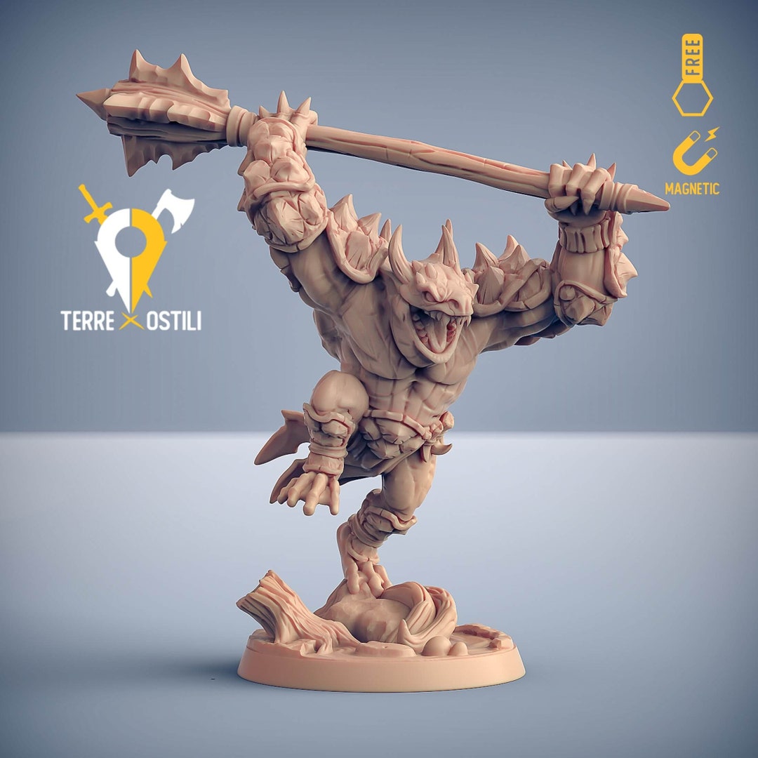 Barbarian Warrior Frogfolk Grippli Miniature 3d Magnetic Compatible ...