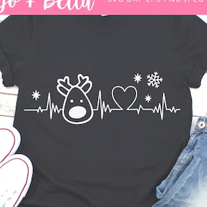 Christmas SVG, Christmas Heartbeat SVG, Reindeer Svg, Christmas Shirt ...