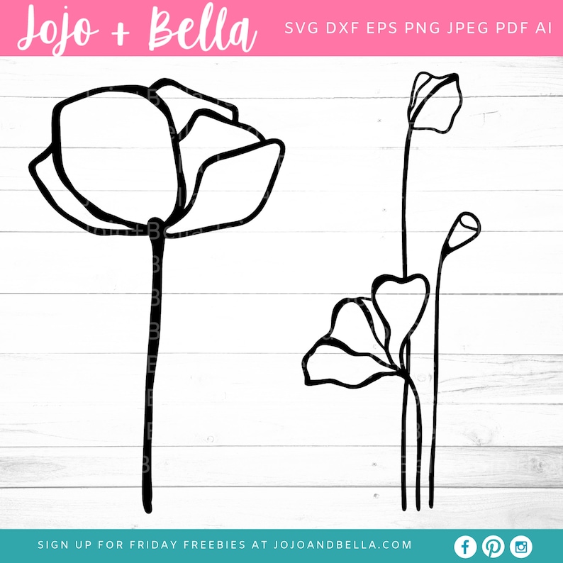 Poppy SVG Bundle - Svg, Dxf, Eps, Jpeg, Png, Ai, Pdf, Cut File - Flower ...
