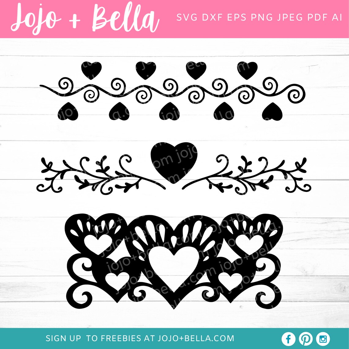 Heart Border Svg Bundle, Swirly Heart Svg, Heart Svg, Flourishes Svg ...
