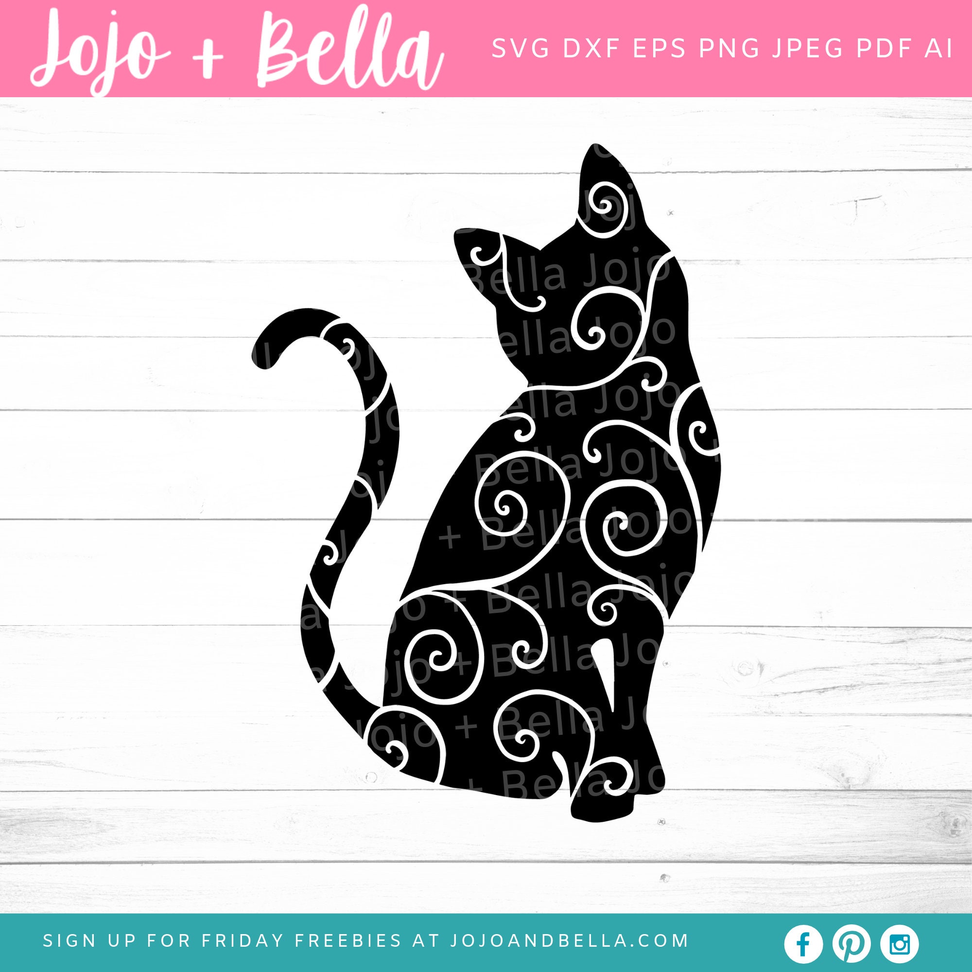 Swirl Cat SVG Svg Dxf Eps Jpeg Png Ai Pdf Cut File | Etsy