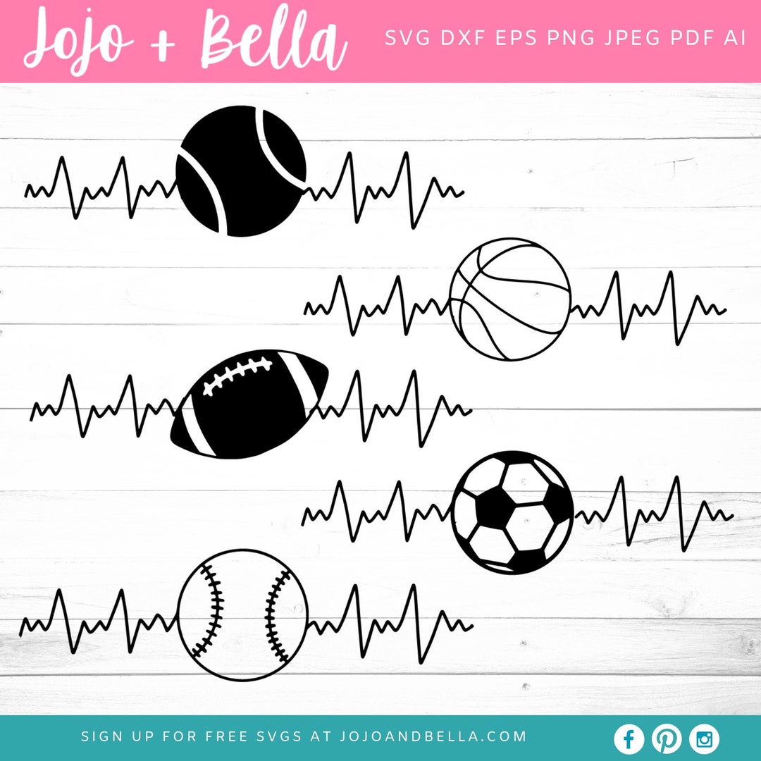 Sports Heartbeat SVG Bundle, Football Svg, Tennis Svg, Basketball Svg ...