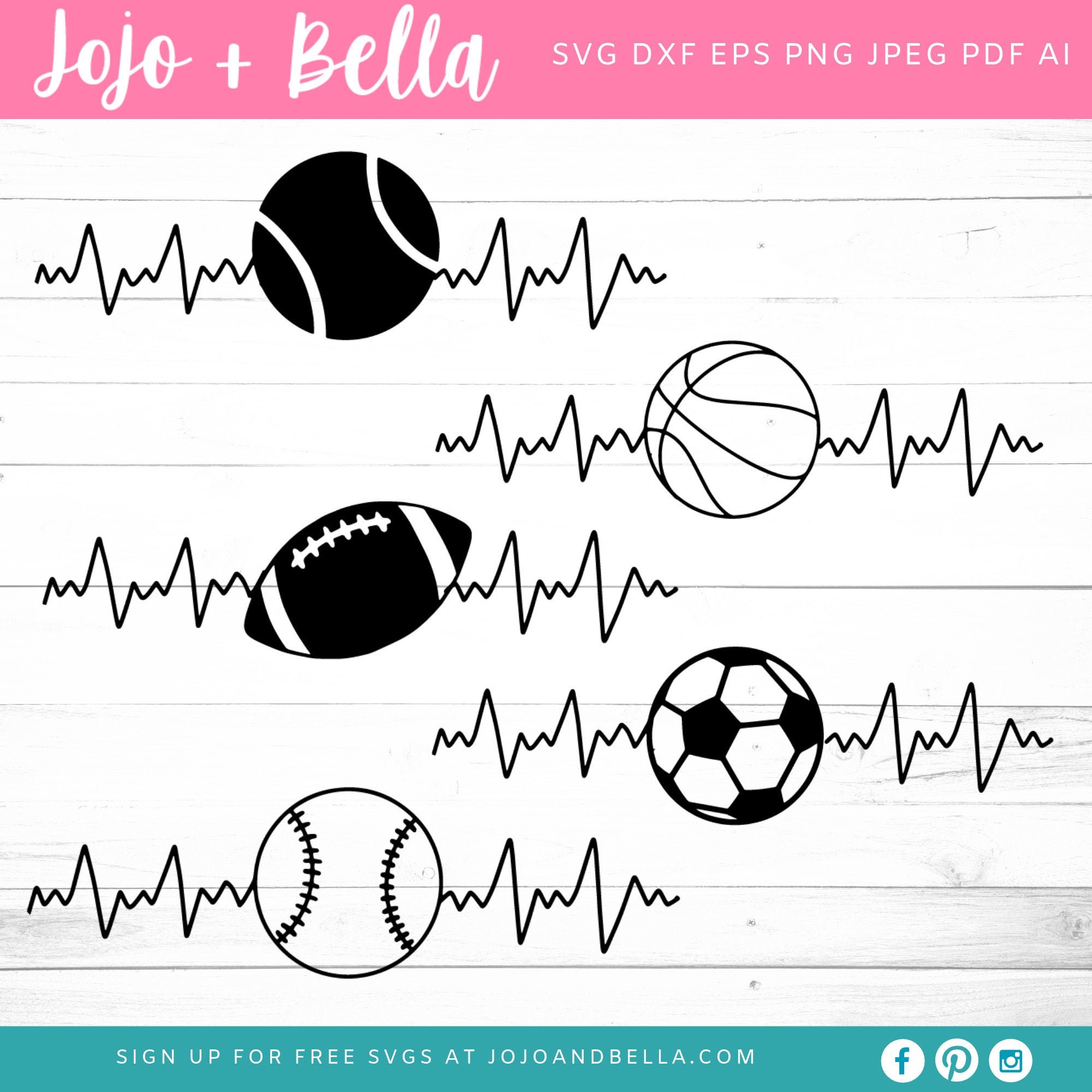 Sports Heartbeat SVG Bundle, Football Svg, Tennis Svg, Basketball Svg ...