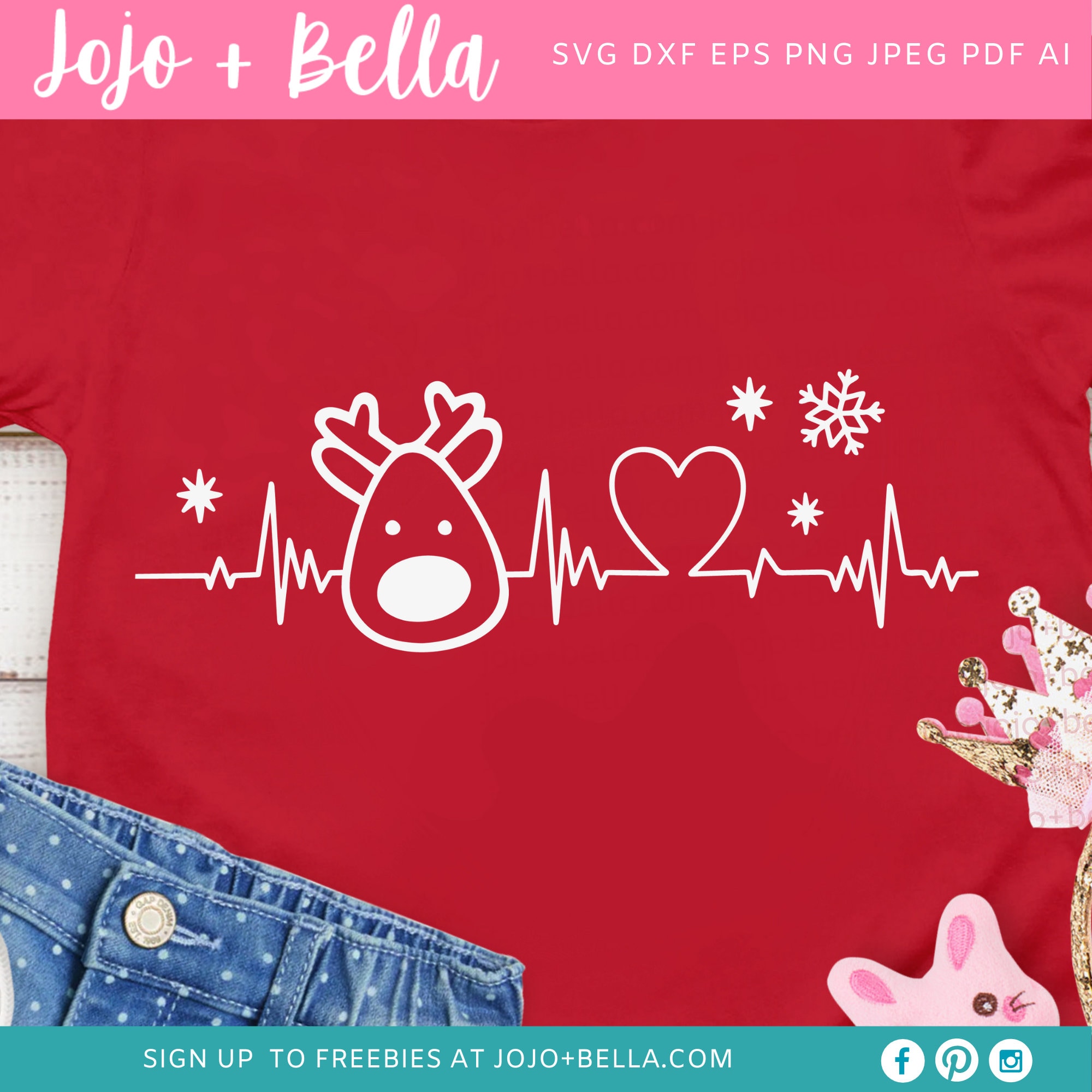 Christmas SVG Christmas Heartbeat SVG Reindeer Svg - Etsy