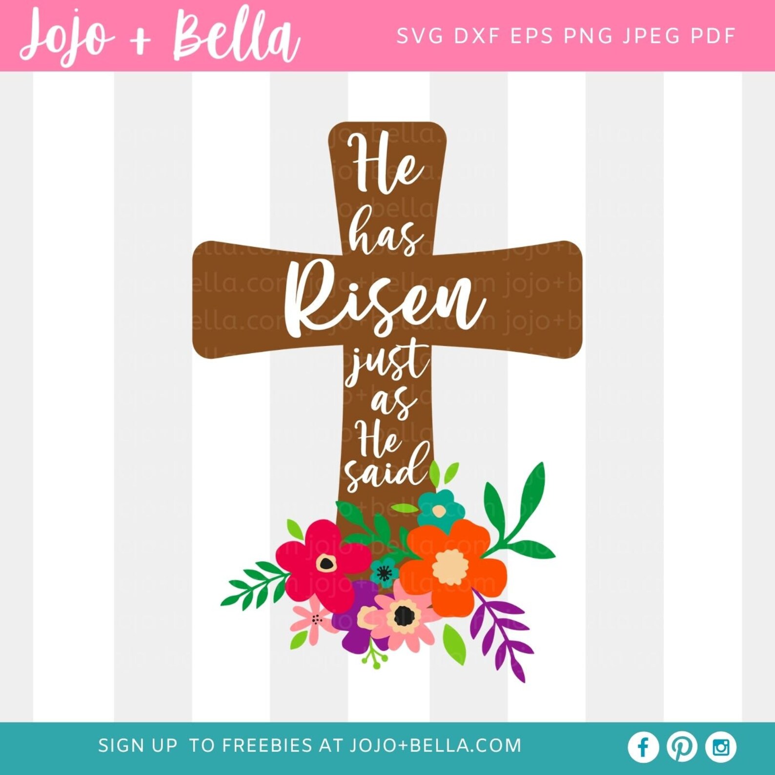 Easter Svg He Is Risen Svg Cross SVG Flowers Svg Cut | Etsy
