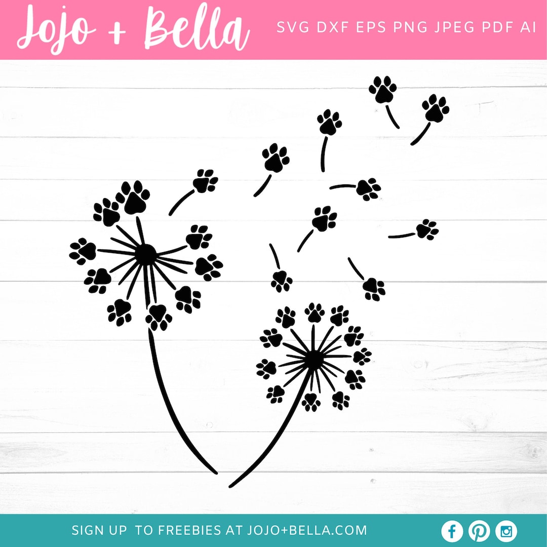 Dandelion Svg, Paw Print Svg, Dandelion Paws Svg, Dandelion Rainbow Svg ...