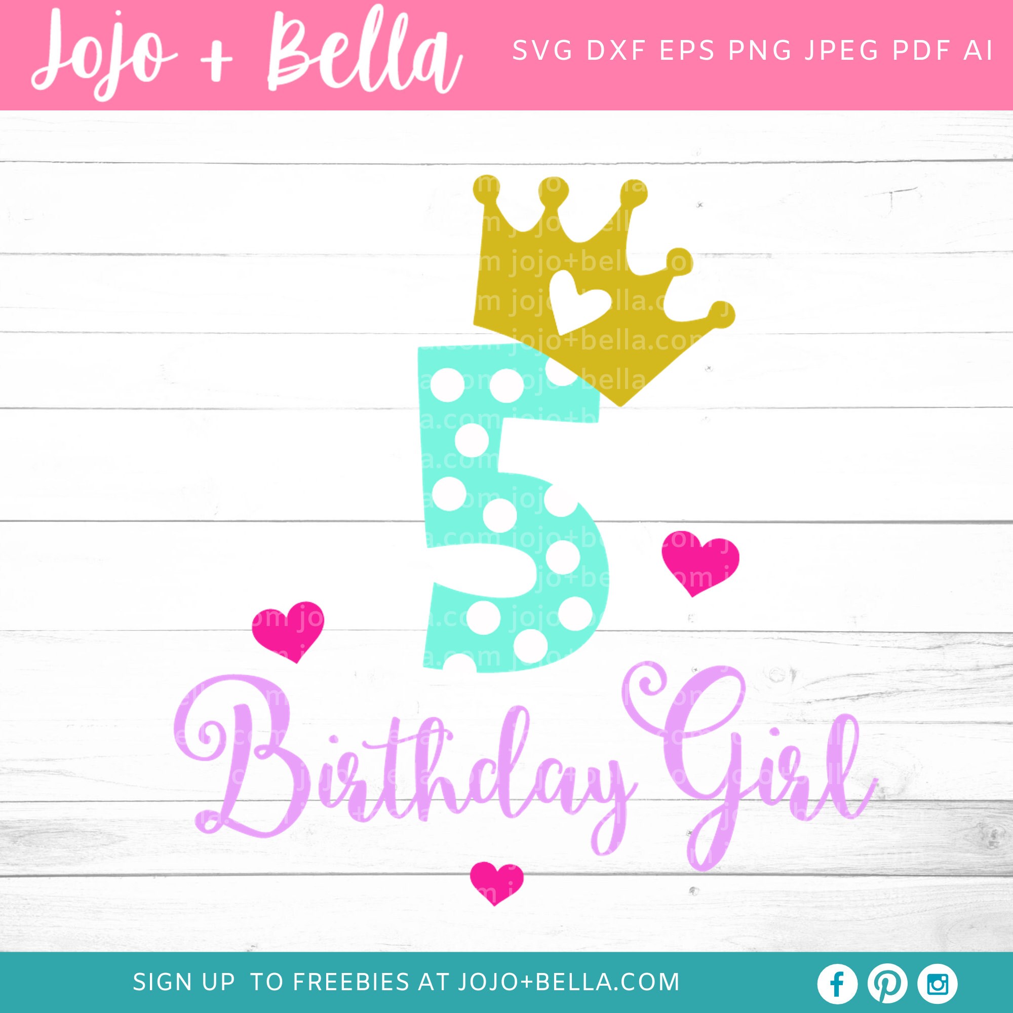 5th Birthday Svg, Fifth Birthday SVG, 5th Birthday Girl SVG, Birthday ...