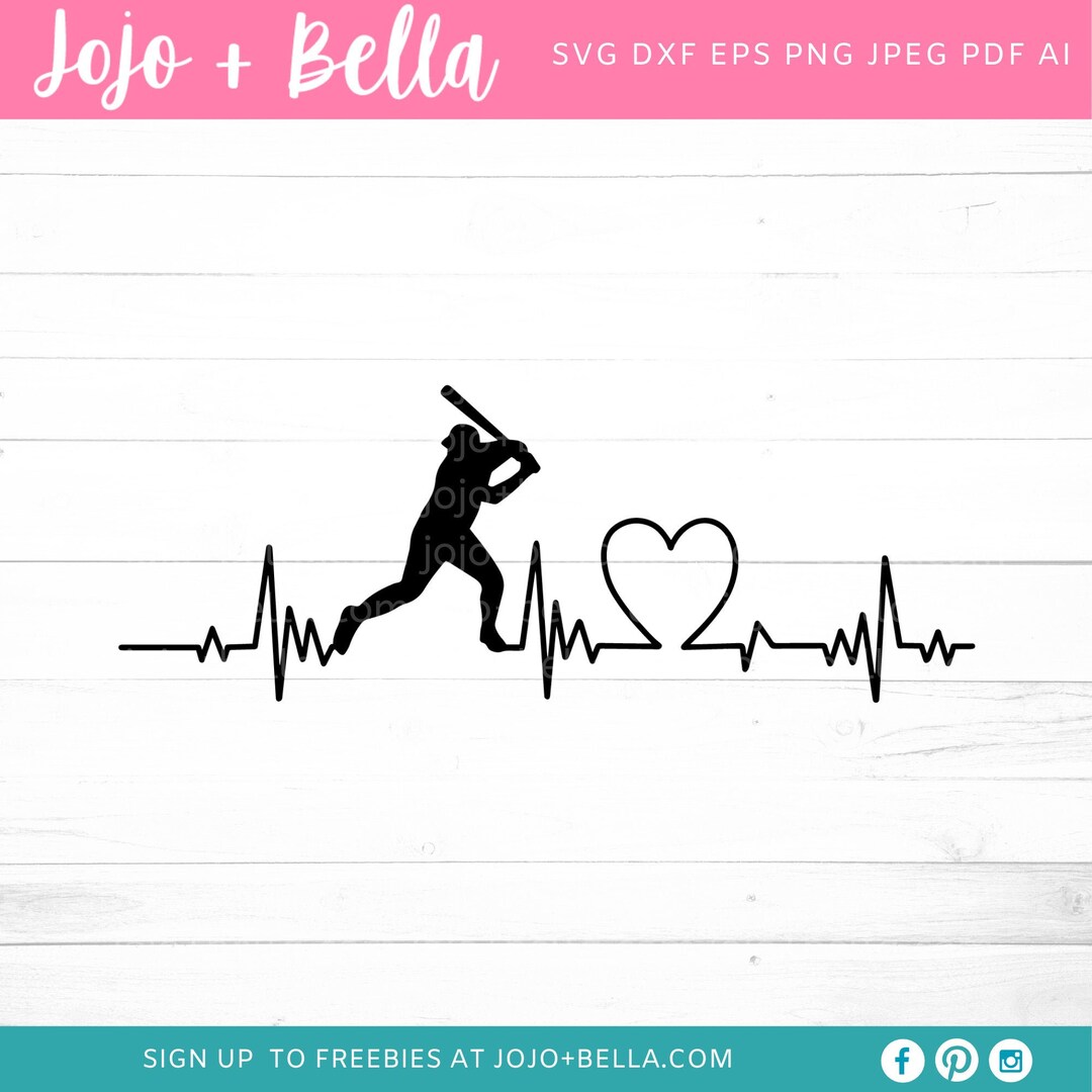 Baseball Heartbeat SVG, Baseball Svg, Heartbeat Svg, Sports Svg ...