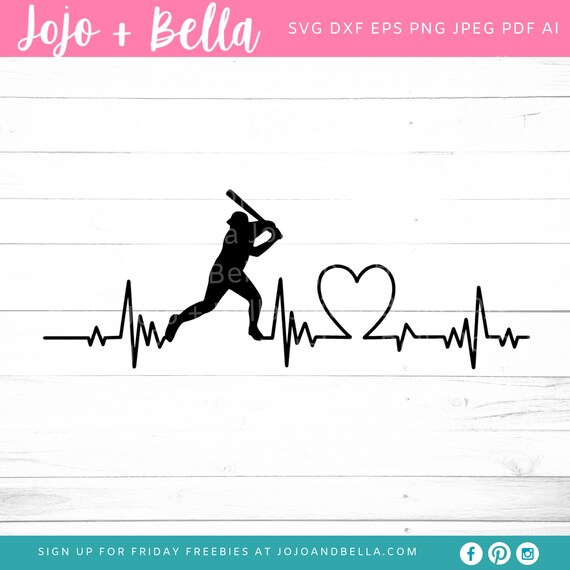 Baseball Player Heartbeat SVG Dxf Eps Jpeg Png Ai Pdf | Etsy