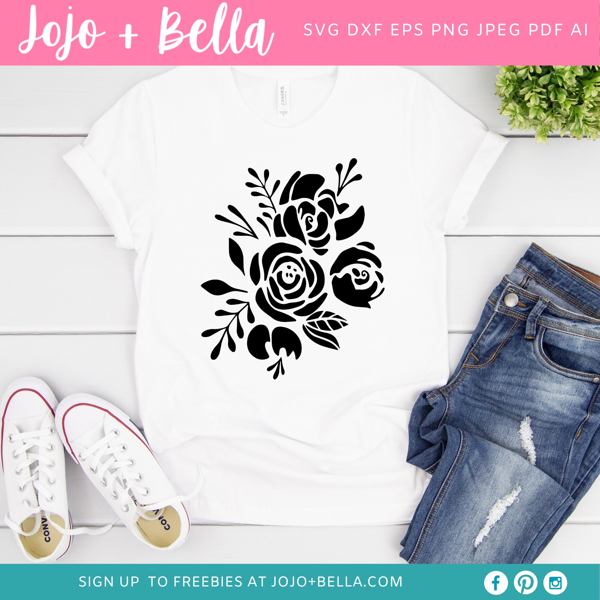 Rose SVG Flower Svg Flower Svg File Flower Silhouette - Etsy