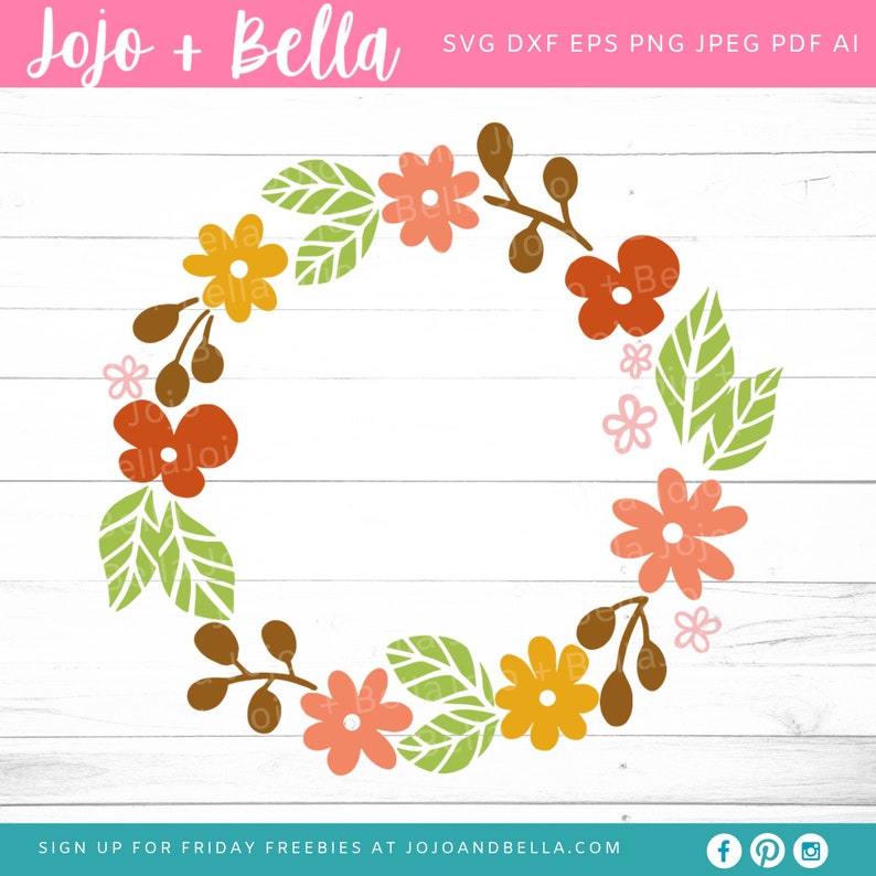 Fall Flower Wreath SVG Svg Dxf Eps Jpeg Png Ai Pdf - Etsy