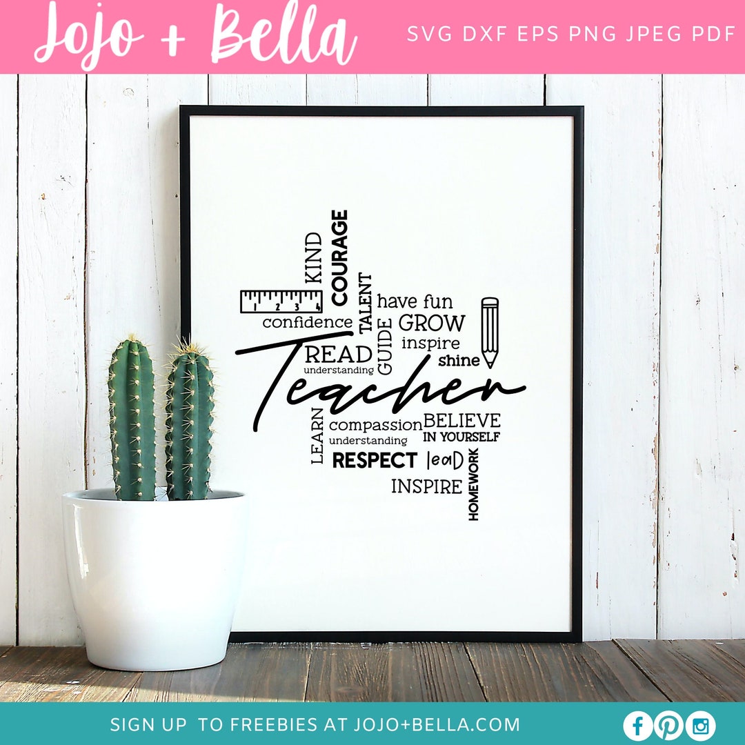 Teacher Word Art Svg, Teacher Heart Svg, Teacher Shirt Svg, Teacher ...