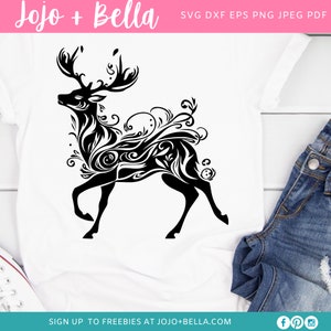 Swirly Reindeer SVG, Tribal Reindeer Svg, Nordic Reindeer Svg, Folk Art ...