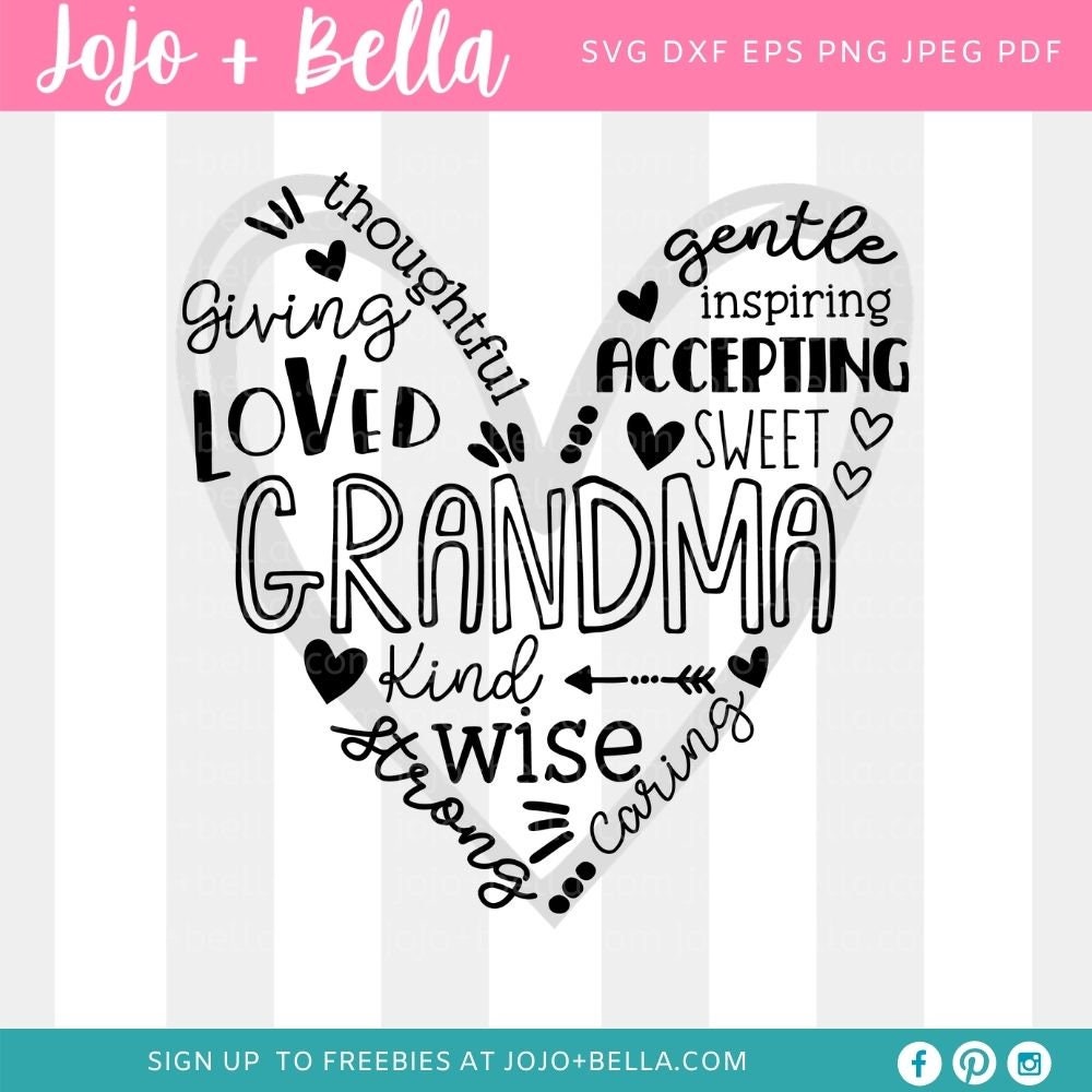Grandma Svg, Grandma Word Art Svg, Grandma Png, Grandma Heart SVG, Svg ...