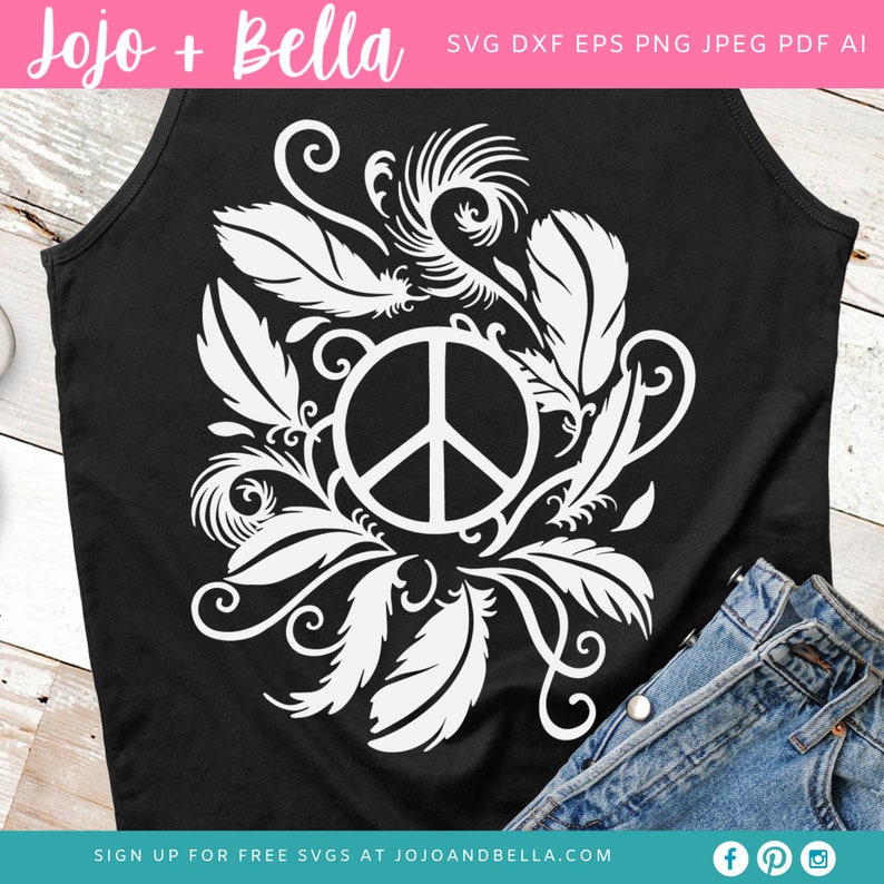Peace Feather Wreath SVG - Peace Svg, Feather Wreath Svg, Boho T-shirt ...
