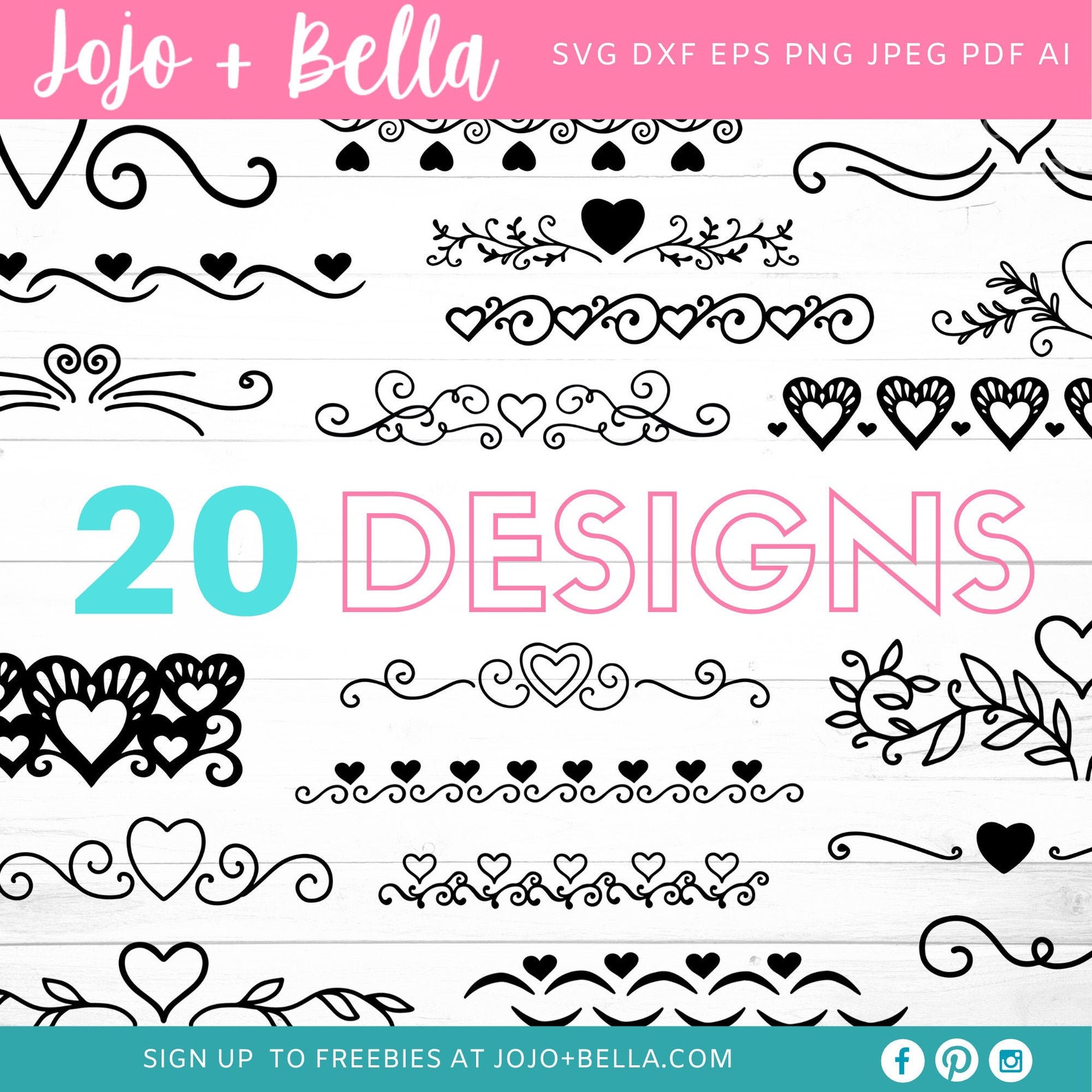 Heart Border Svg Bundle, Swirly Heart Svg, Heart Svg, Flourishes Svg ...