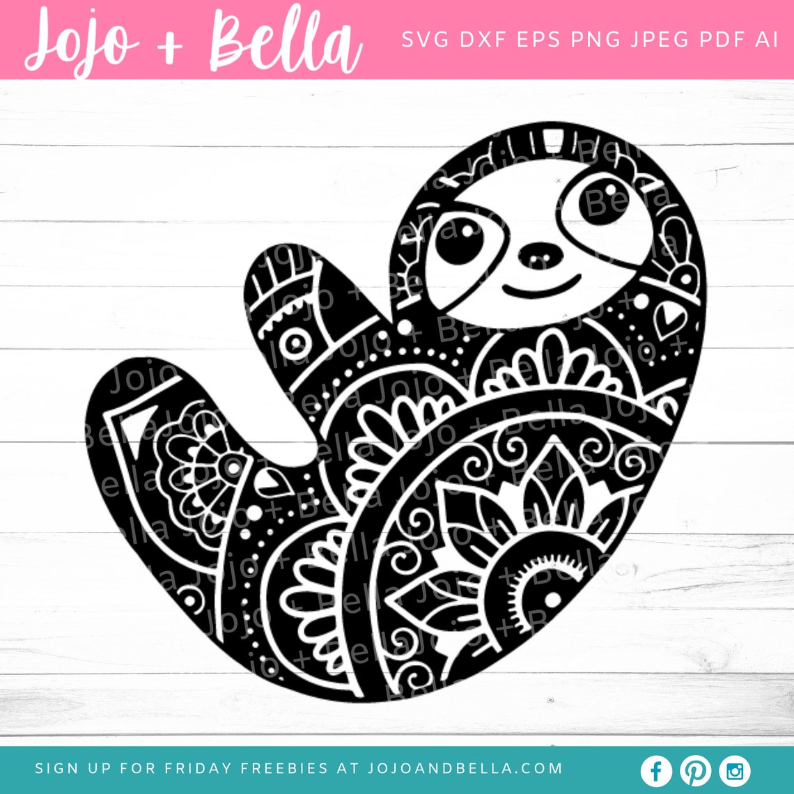 Mandala Sloth SVG Svg Dxf Eps Jpeg Png Ai Pdf Cut | Etsy