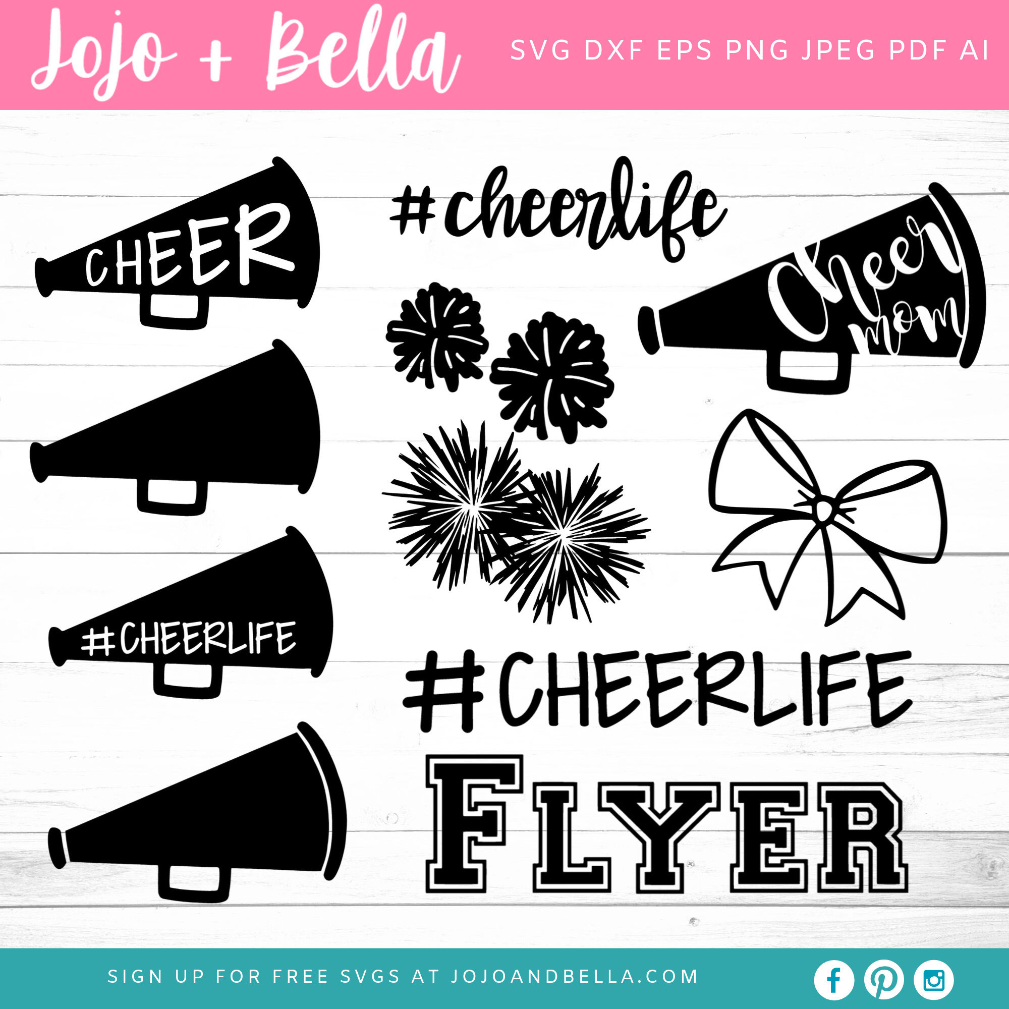 Cheerlife Cut File Bundle, #cheerlife SVG Bundle, Cheer SVG Bundle ...