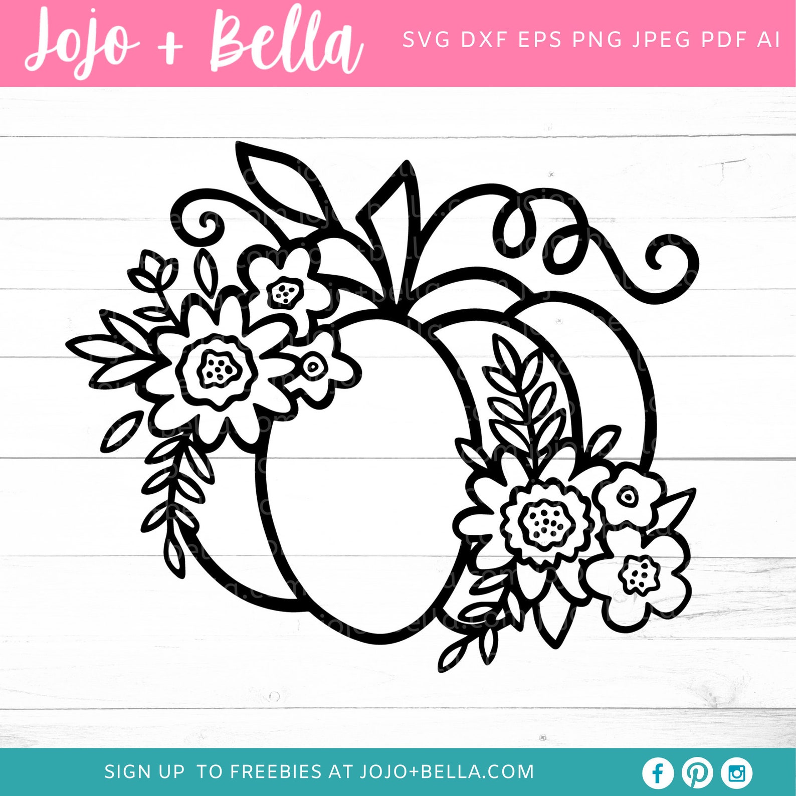 Floral Pumpkin Svg, Floral Fall Svg, Flower Pumpkin Svg, Thanksgiving ...