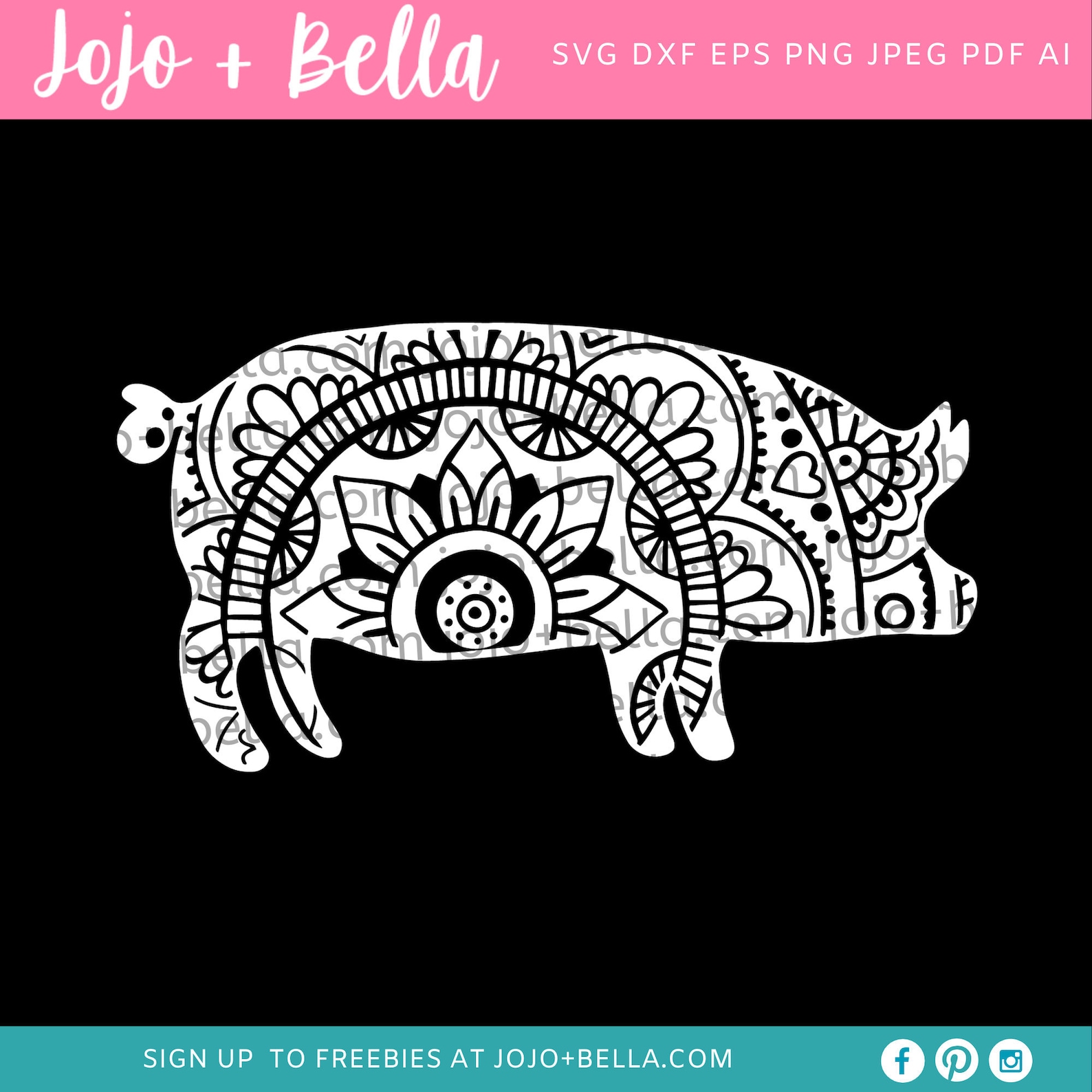 Mandala Pig SVG Zentangle Svg Mandala svg Pig svg file | Etsy