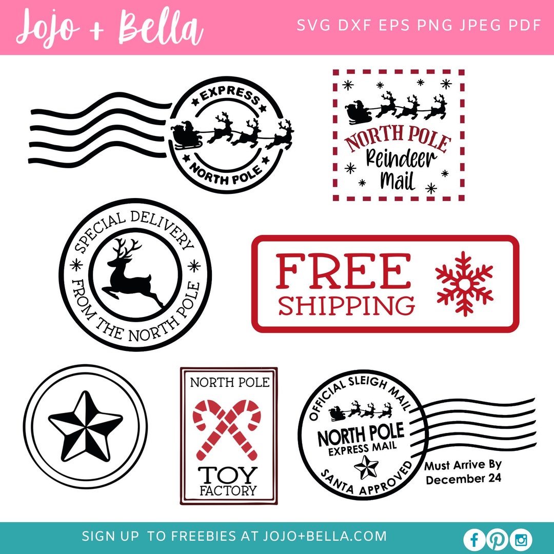 North Pole Stamps Svg, Christmas Svg Bundle, Christmas Stamps Svg ...