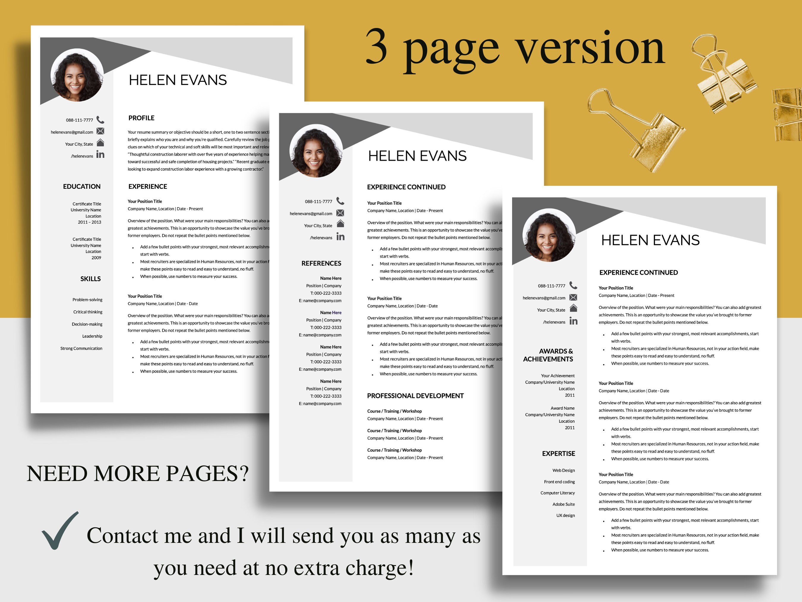 Resume Template Resume Template Google Docs Resume Template - Etsy
