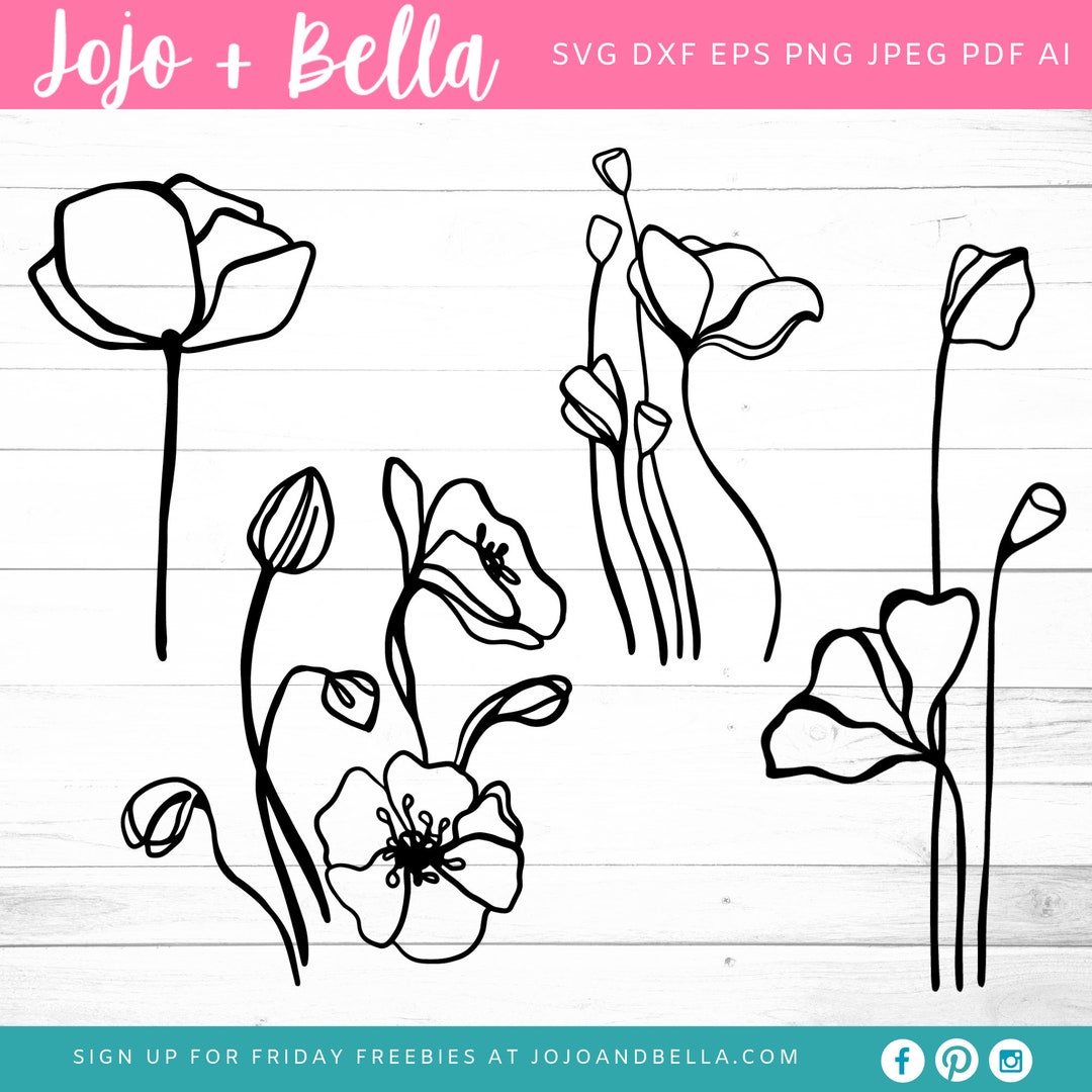 Poppy SVG Bundle - Svg, Dxf, Eps, Jpeg, Png, Ai, Pdf, Cut File - Flower ...