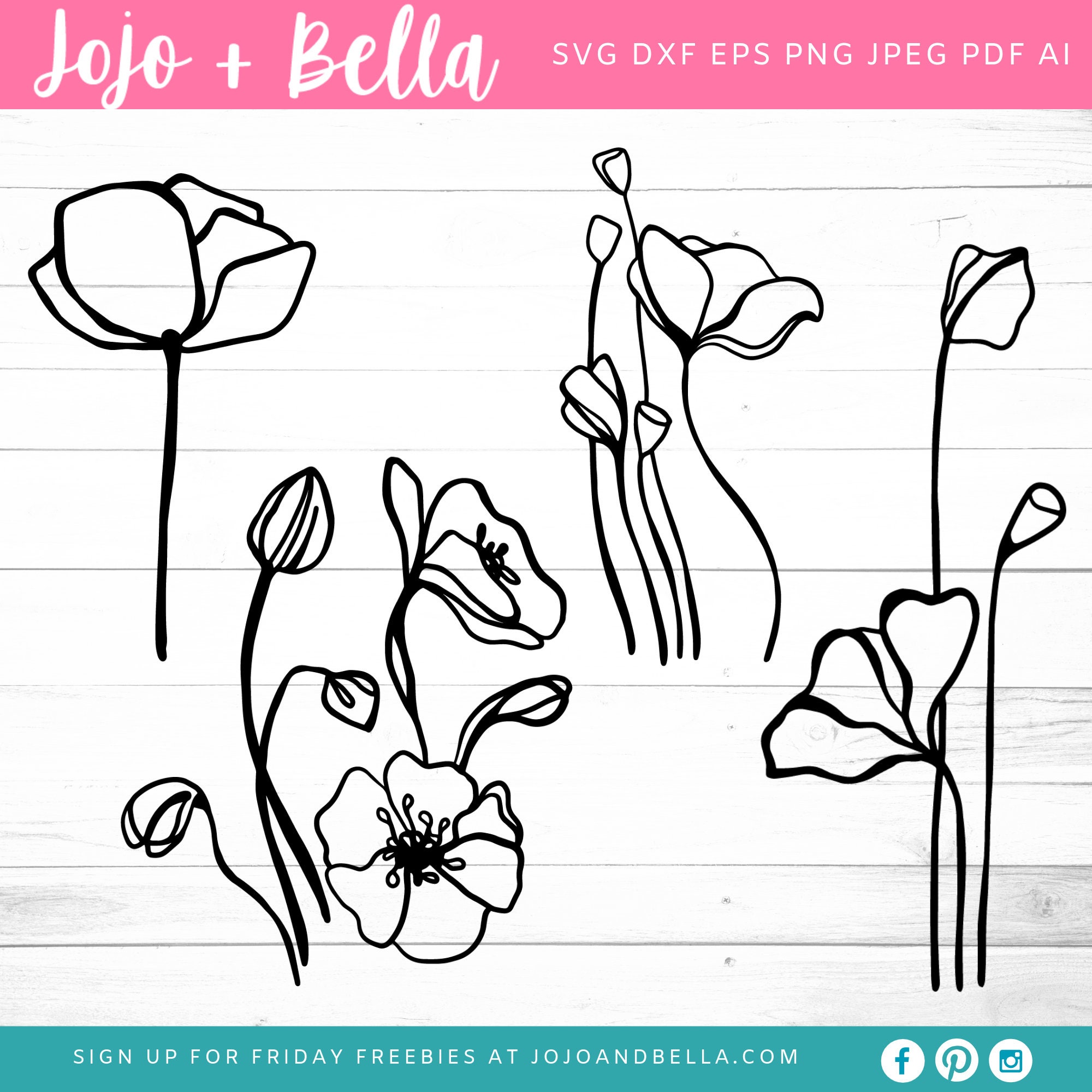 Poppy SVG Bundle Svg Dxf Eps Jpeg Png Ai Pdf Cut File | Etsy UK