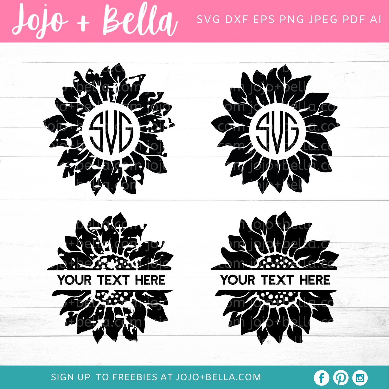 Sunflower SVG sunflower Monogram Svg Split Sunflower - Etsy