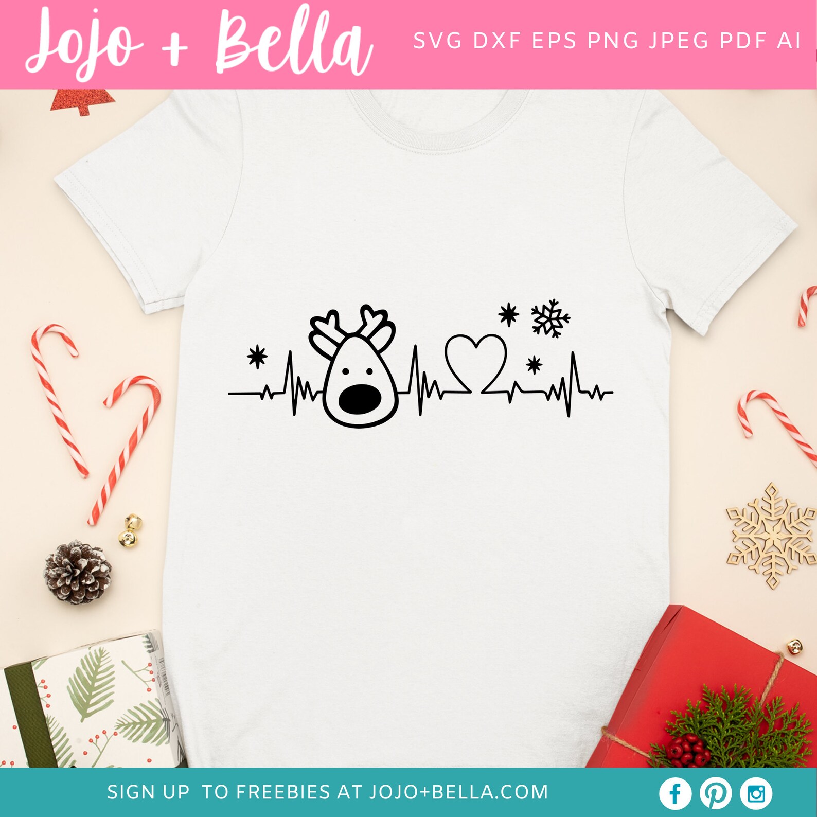 Christmas SVG Christmas Heartbeat SVG Reindeer Svg - Etsy