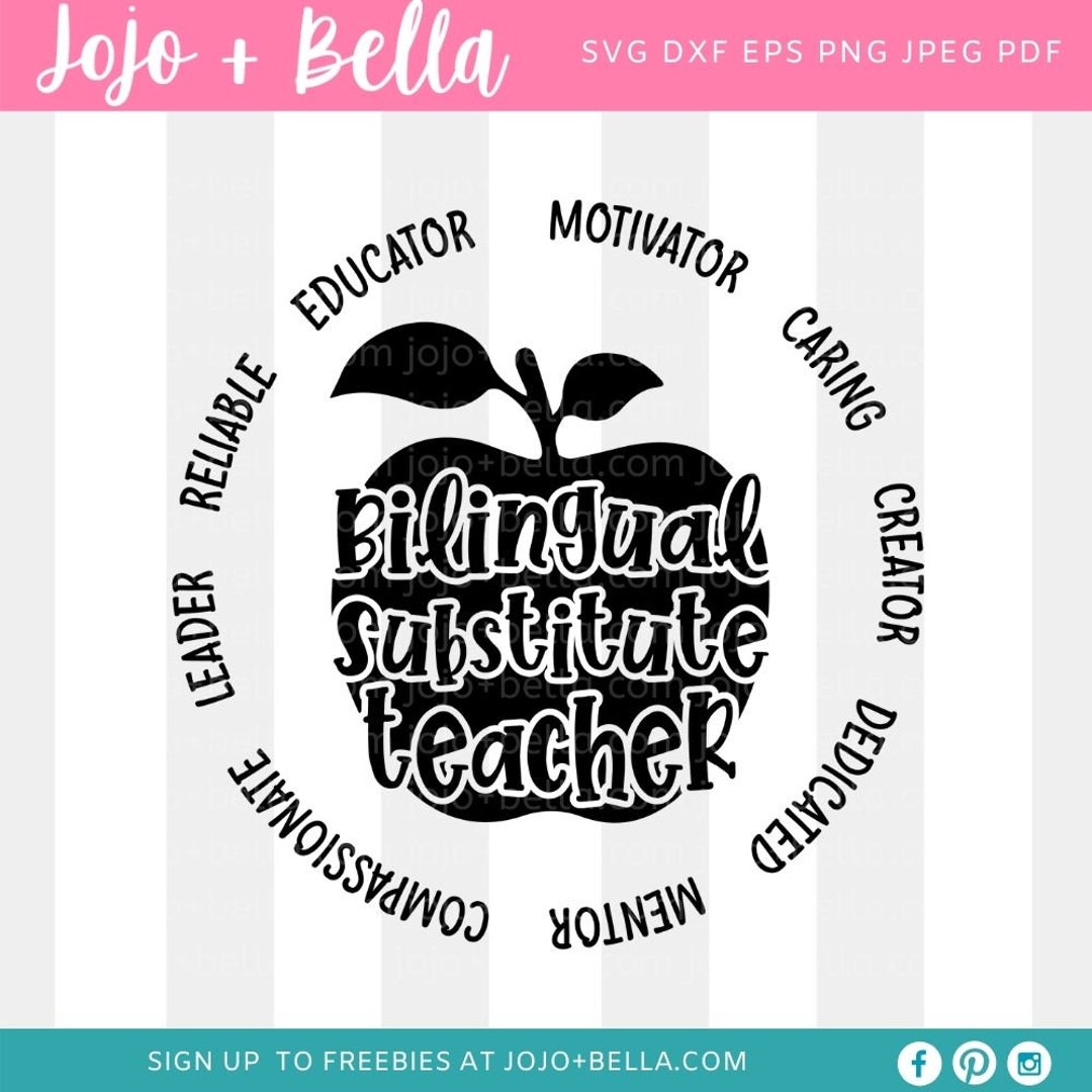 Bilingual Substitute Teacher Svg, Substitute Teacher Svg, Bilingual ...