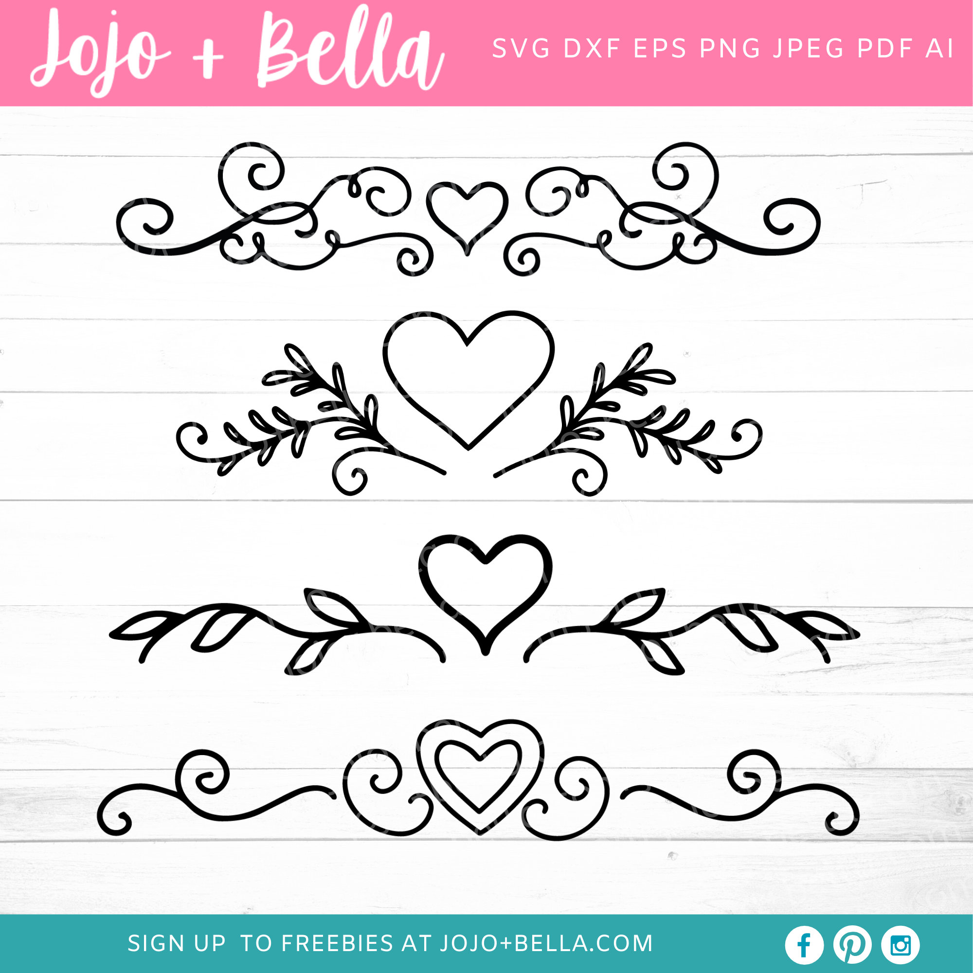 Heart Border Svg Bundle Swirly Heart Svg Heart Svg - Etsy UK
